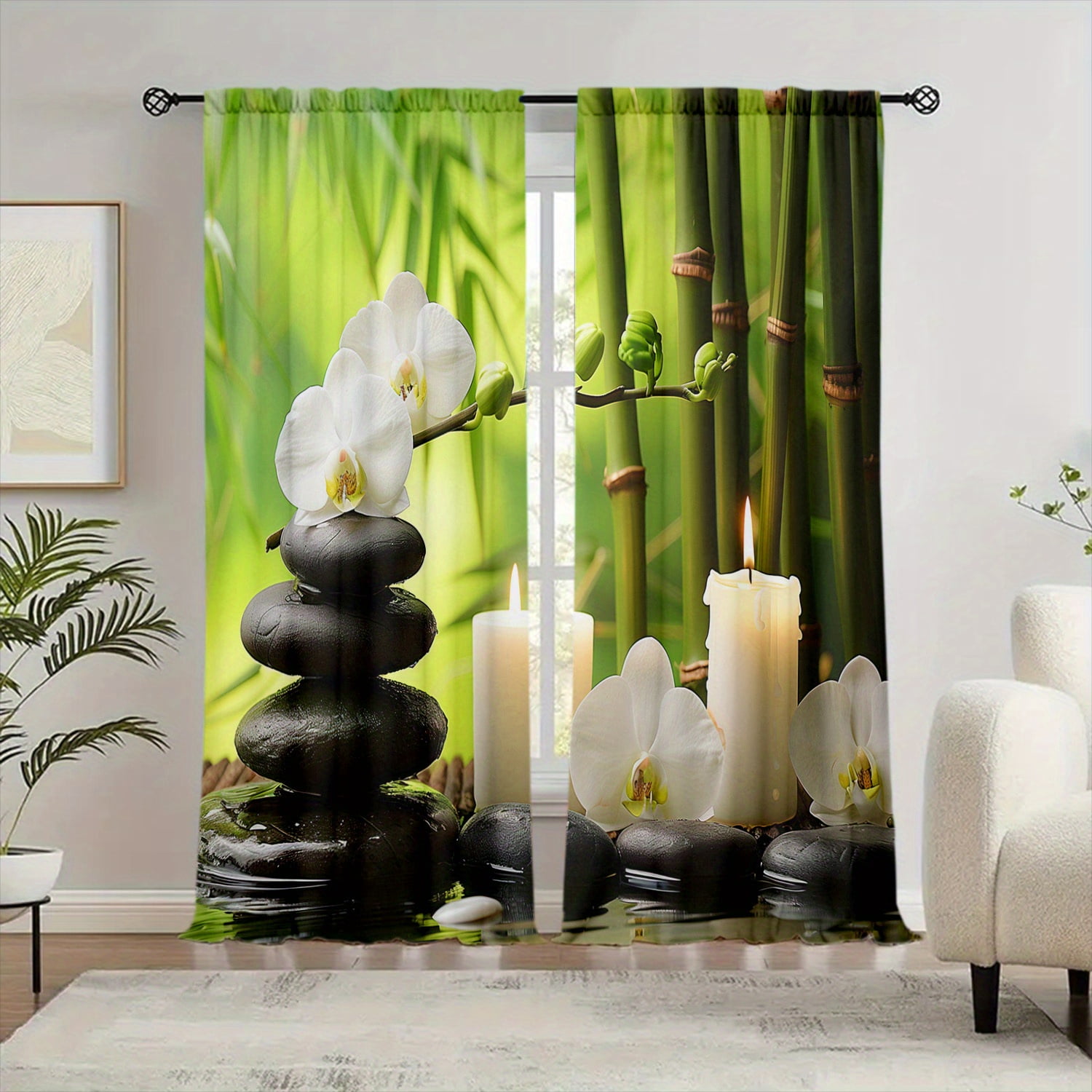 2-Piece Zen Sense Printed Curtain Elegant Home r Accent with Easy ...