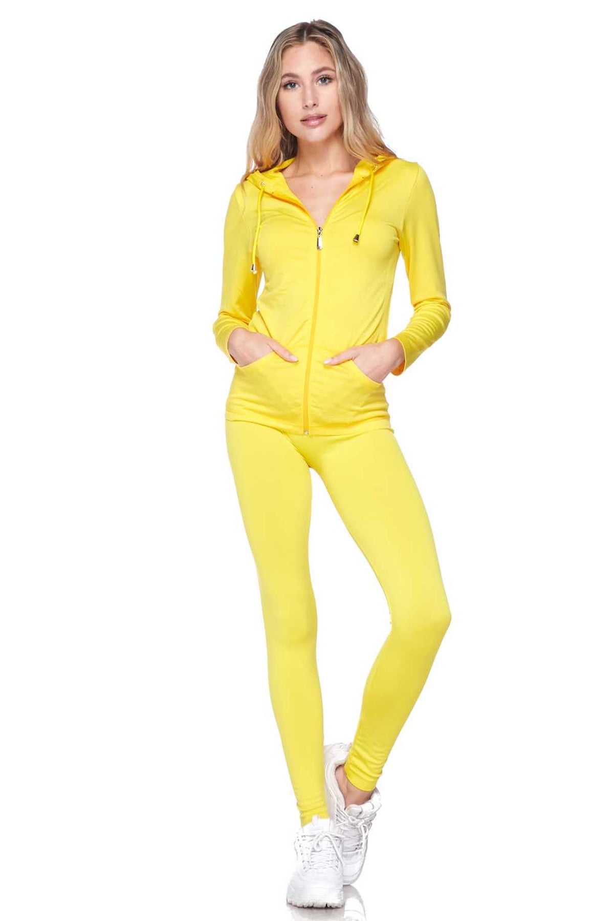 2 Piece Zip Up Sport Hoodie & Legging Set With Comfort Stretch Fabric In Plus & Regular Sizes ...