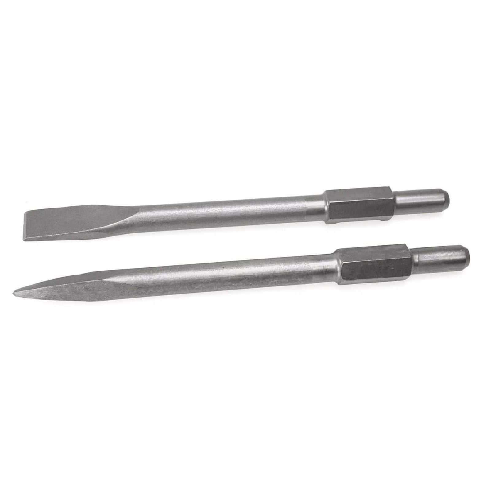 2-Pieces 1-1/8" Hex Point and Flat Concrete Chisels for Electric ...