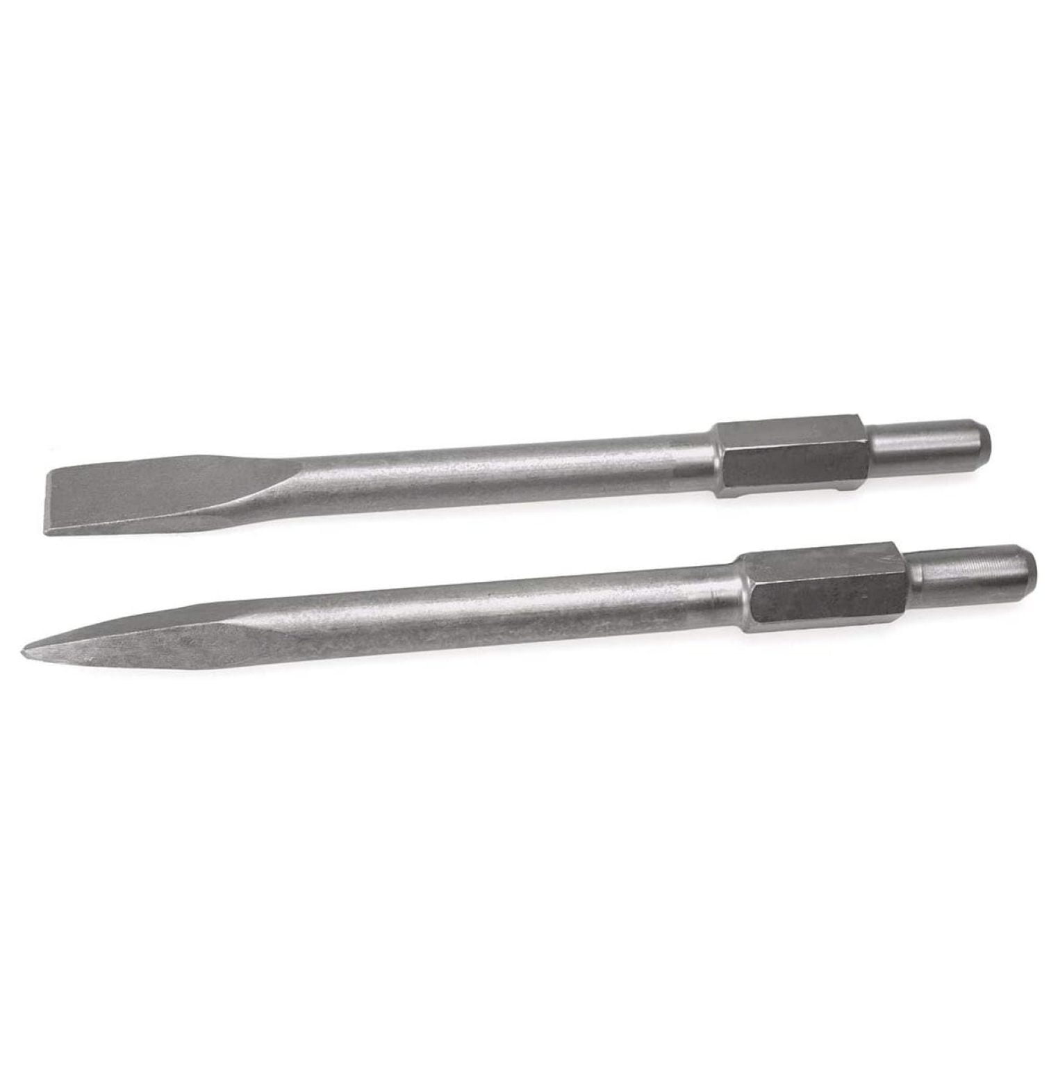 2-Pieces 1-1/8" Hex Point and Flat Concrete Chisels for Electric ...