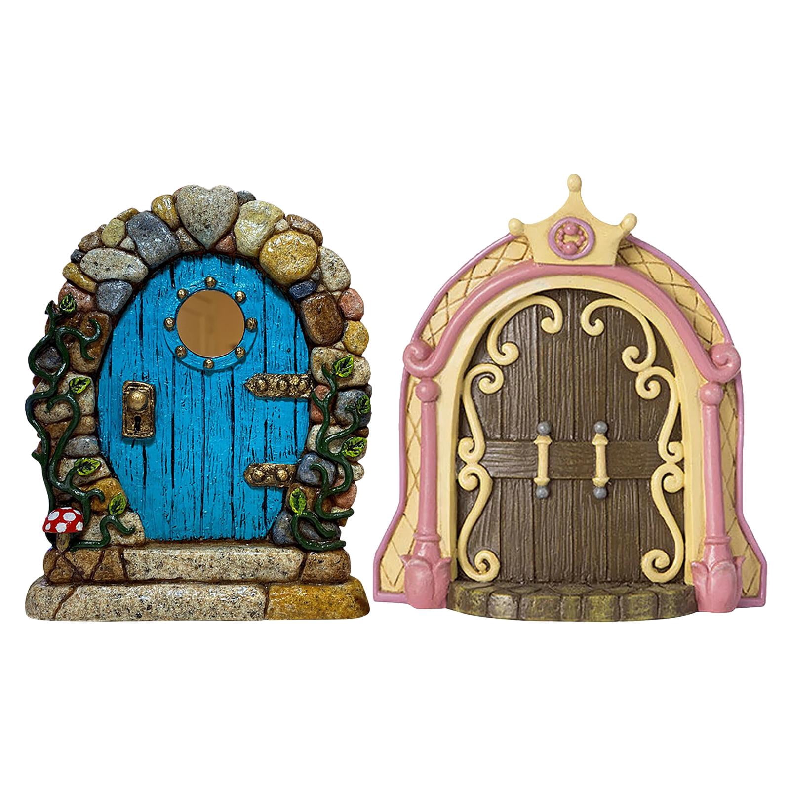 2 Pieces 1/12 Fairy Tale Door Ornament Dollhouse Decor DIY Accs ...