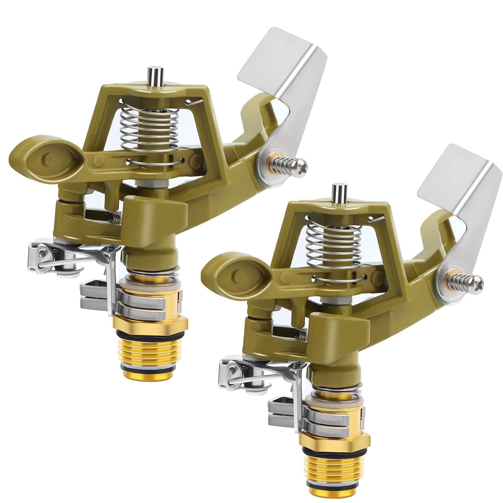 2 Pieces 1/2 Inch Brass Impact Sprinkler, Heavy Duty Sprinkler Head ...
