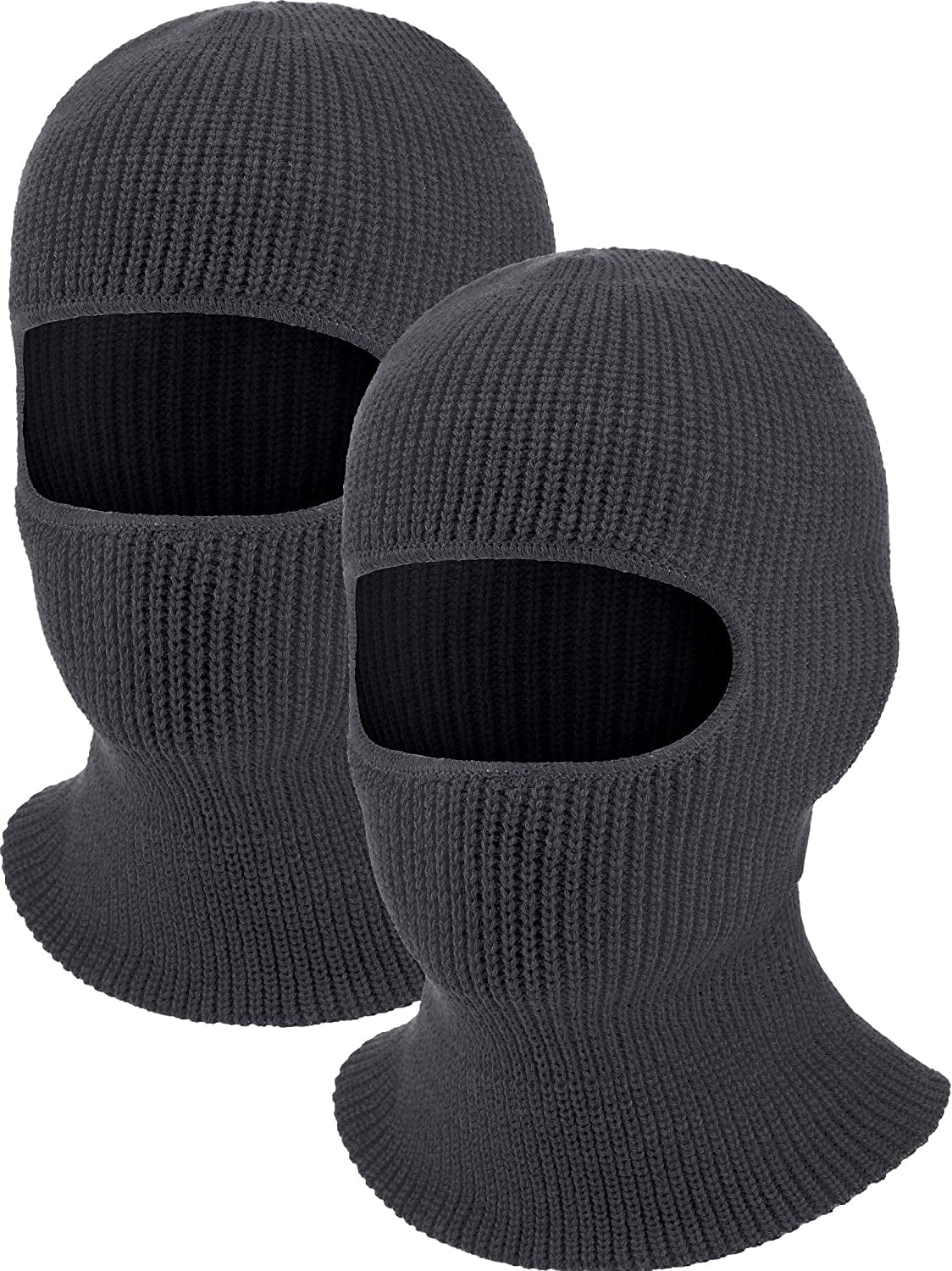 2 Pieces 1 Hole Ski Mask Knitted Face Cover Winter Full Face Mask for ...