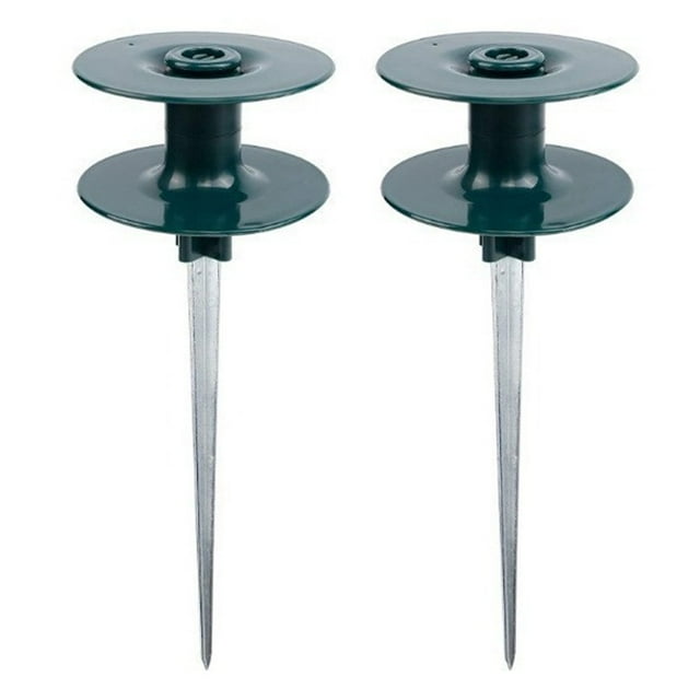 2 Pieces 10 Inch Garden Hose Zinc Guide Spikes With Heavy Duty Swivel Top
