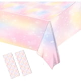 2 Pieces 108 x 54 In Pastel Rainbow Tablecloths Disposable Tablecloth ...