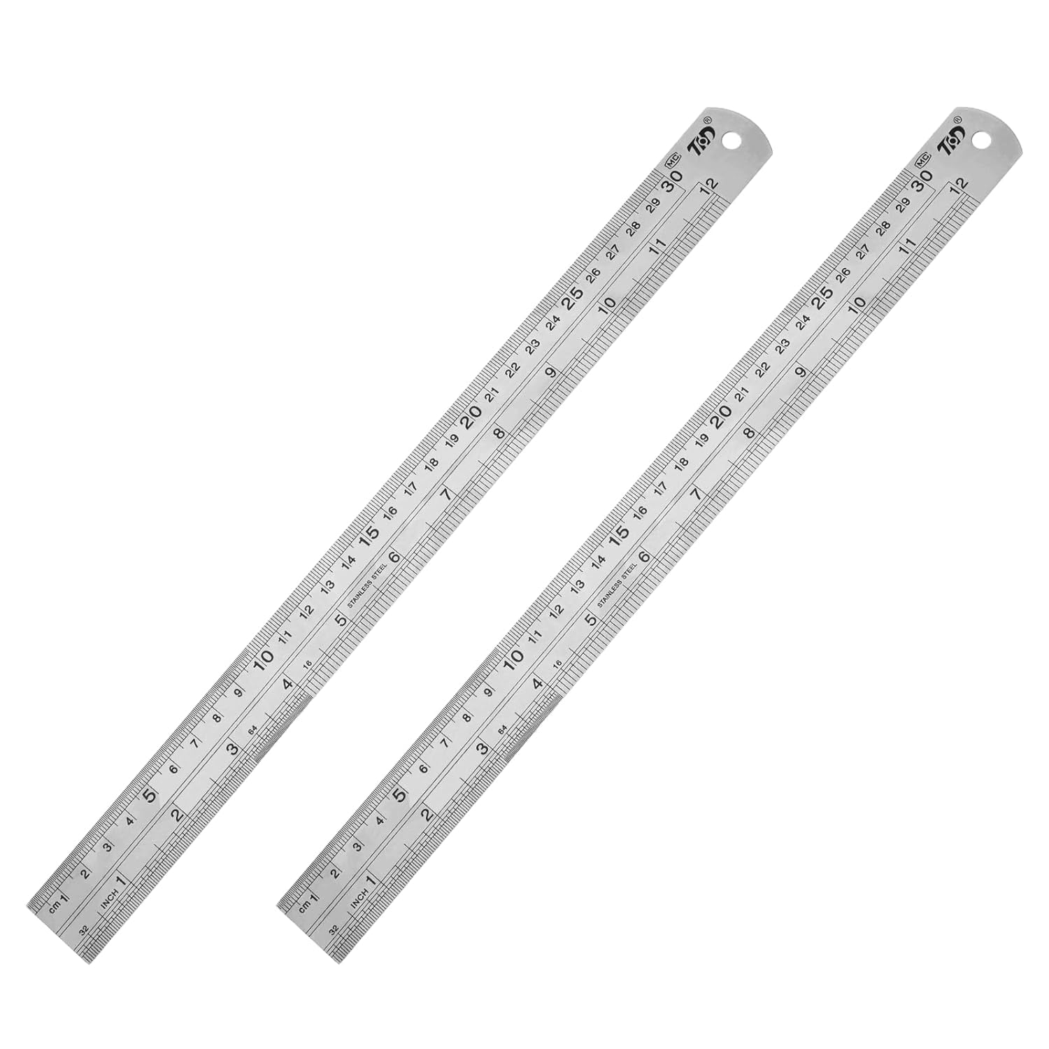 2 Pieces 12 Inch Stainless Steel Ruler Non-Slip Rulers with Inch and ...