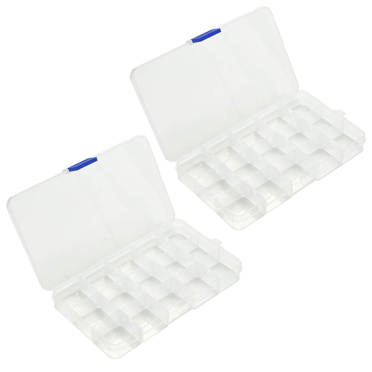 2 Pieces 15 Grids Jewelry Organizer Plastic Jewelry Organizer Box Clear ...