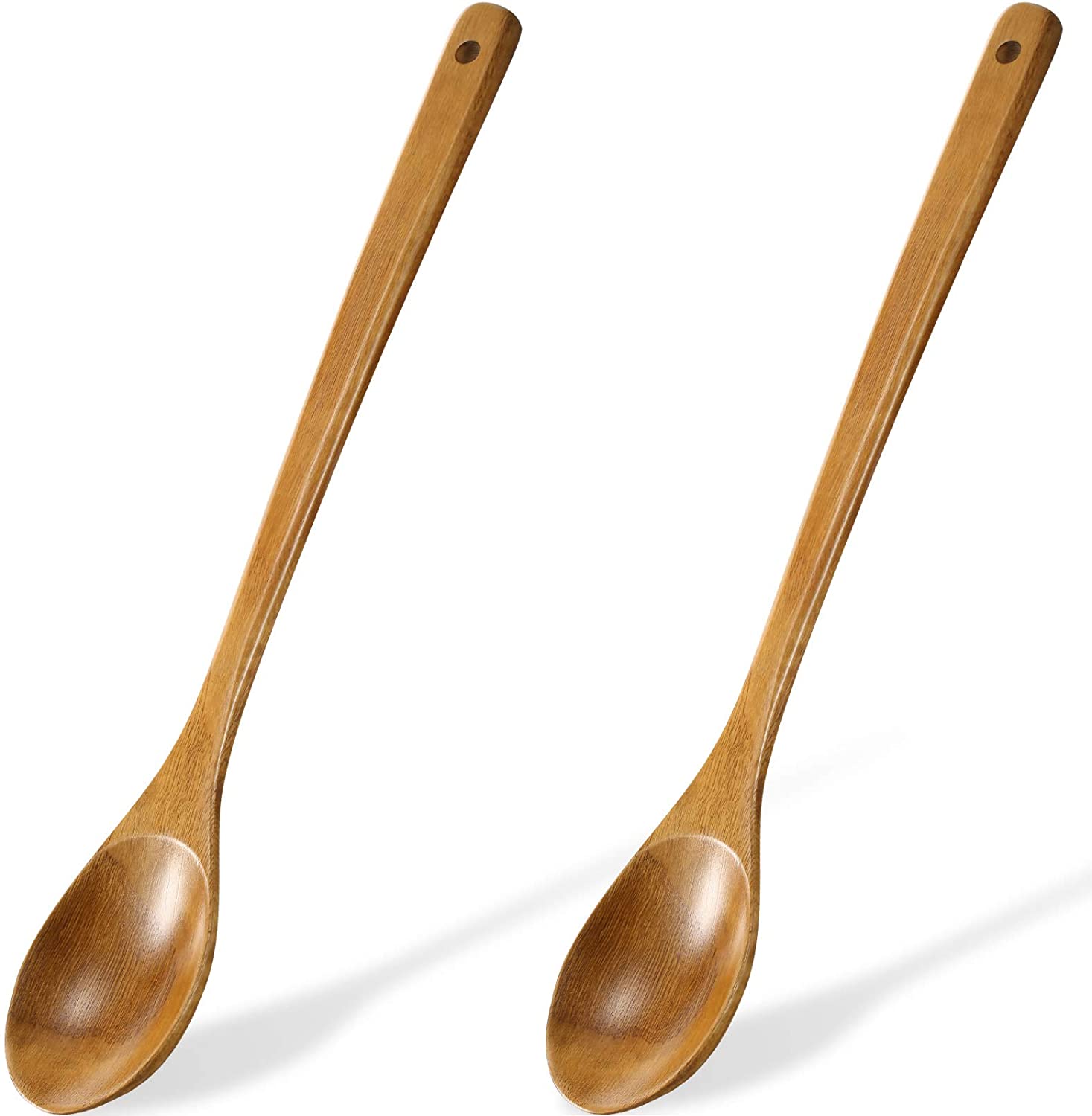 2 Pieces 16.5 Inch Wooden Mixing Spoon with Long Handle Non Stick ...