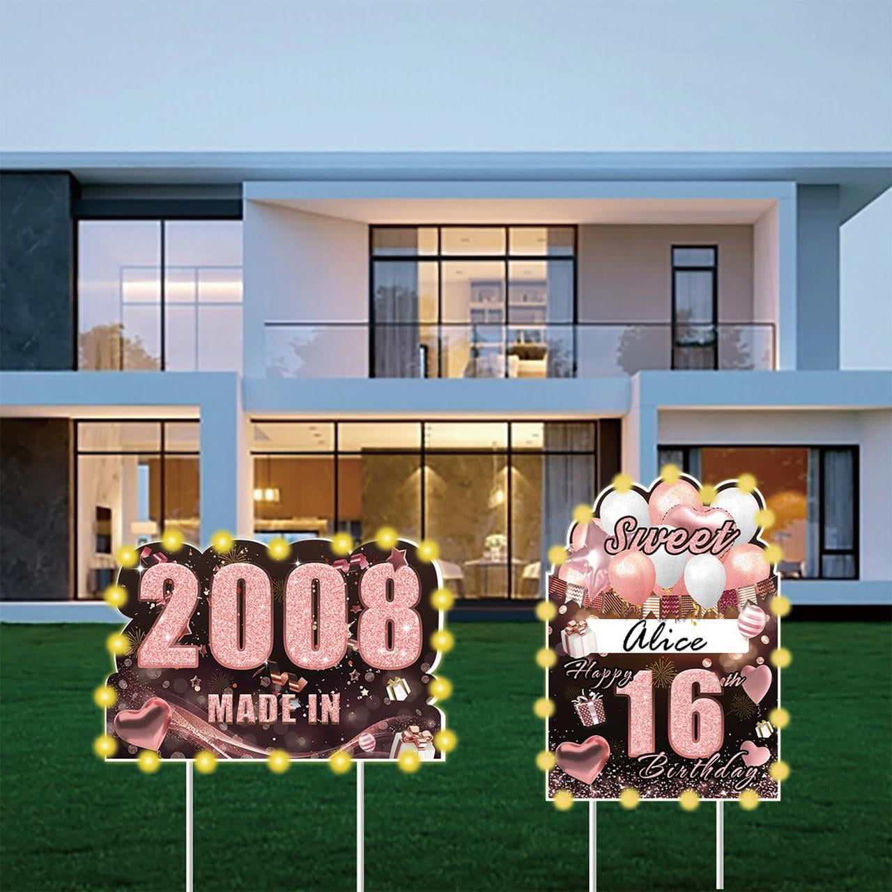 2 Pieces 16th Happy Birthday Yard Sign, Happy Birthday Sign for Yard ...