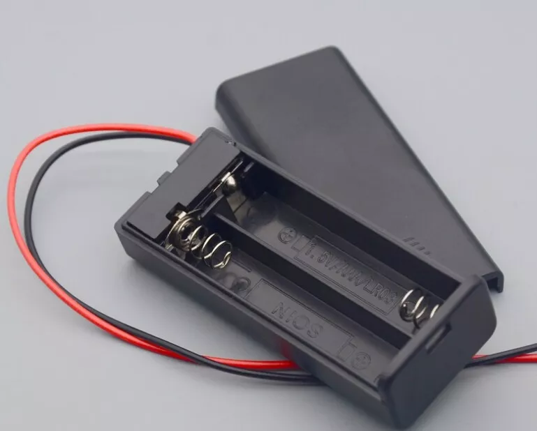 2 Pieces 2 Pin Black Plastic 2 x 1.5V AAA Battery Cell Case Holder ...