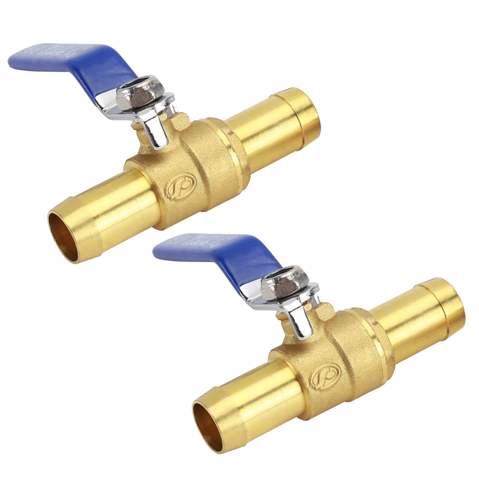 2 Pieces 2 Way Straight Barb Shut-off Ball Valves 16mm Hose Barb Brass ...