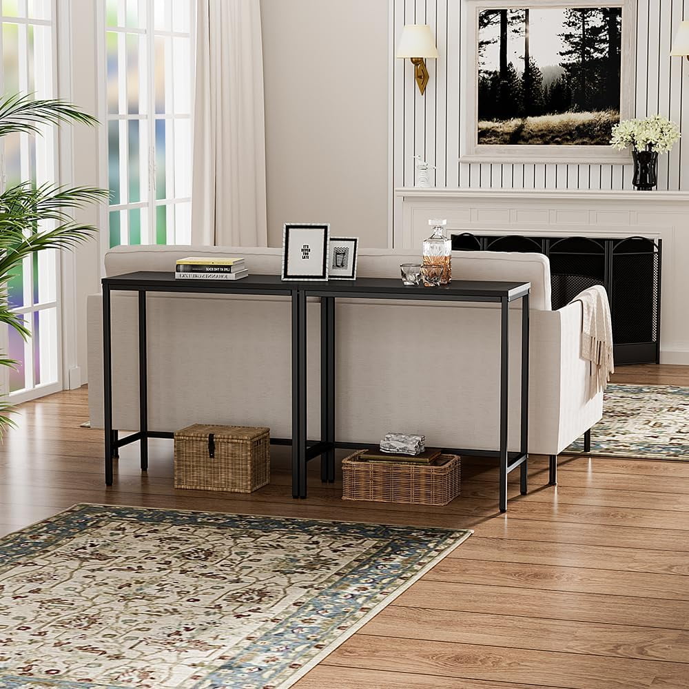 2 Pieces 27.56inch Narrow Console Table, Small Entryway Thin Sofa Table ...