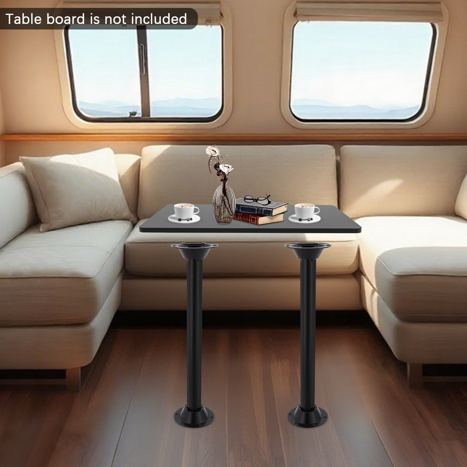 2 Pieces 27-Inch Black Aluminum Alloy Rv Table Leg Belt Mounting Base ...