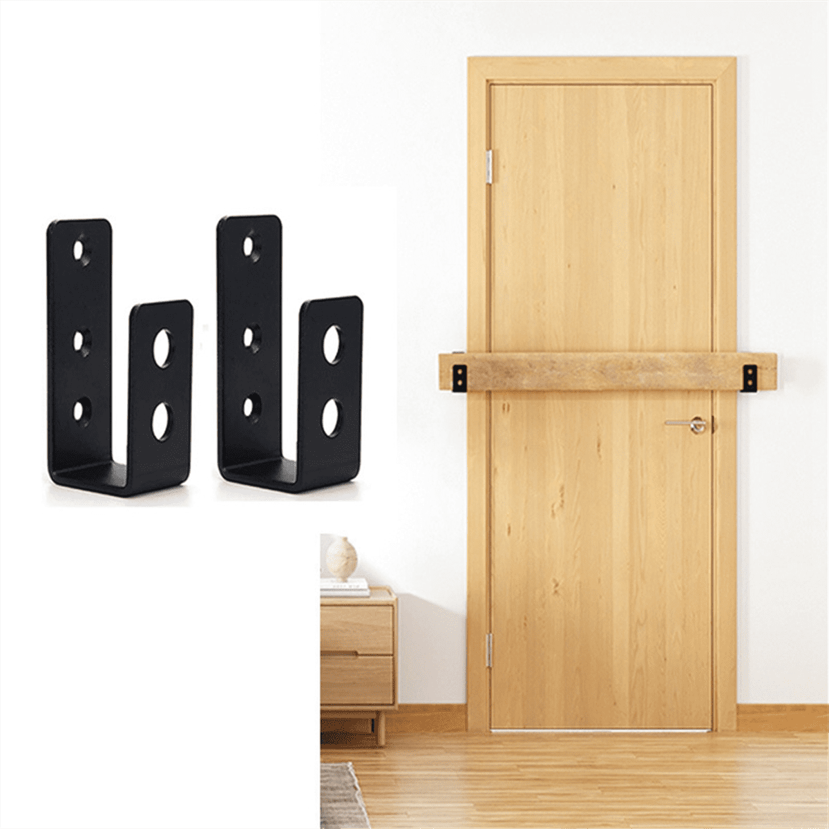 2 Pieces 2Inch X 4Inch Door Barrier Clips Heavy Duty Open Rod Bracket U ...