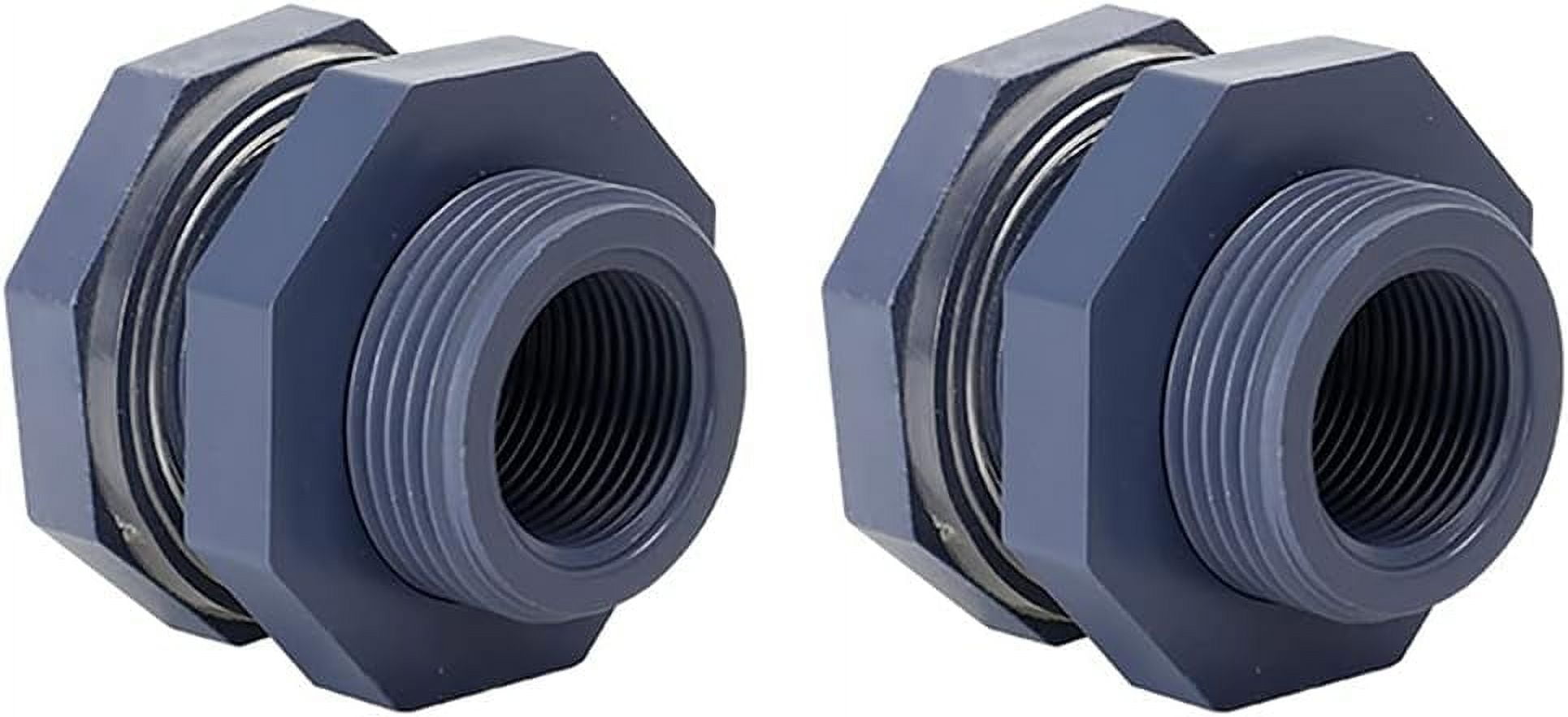 2 Pieces 3/4 Inch PVC Bulkhead Fitting for Water Barrel, Water Tank ...