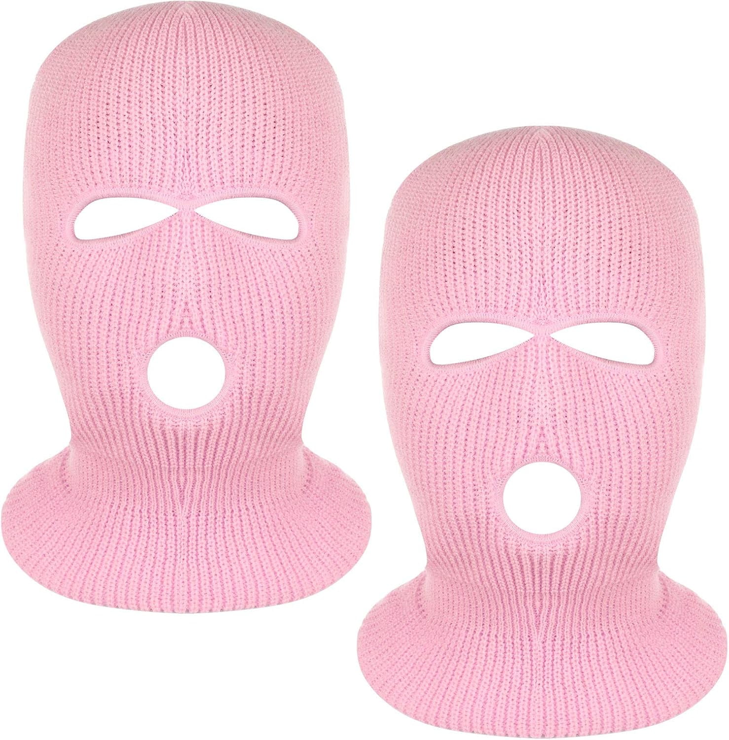 2 Pieces 3-Hole Ski Mask Knitted Face Cover Winter Balaclava Full Face ...
