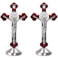 2 Pieces 3 Inch Metal Enamel Standing Crucifix Glow in The Dark Saint ...