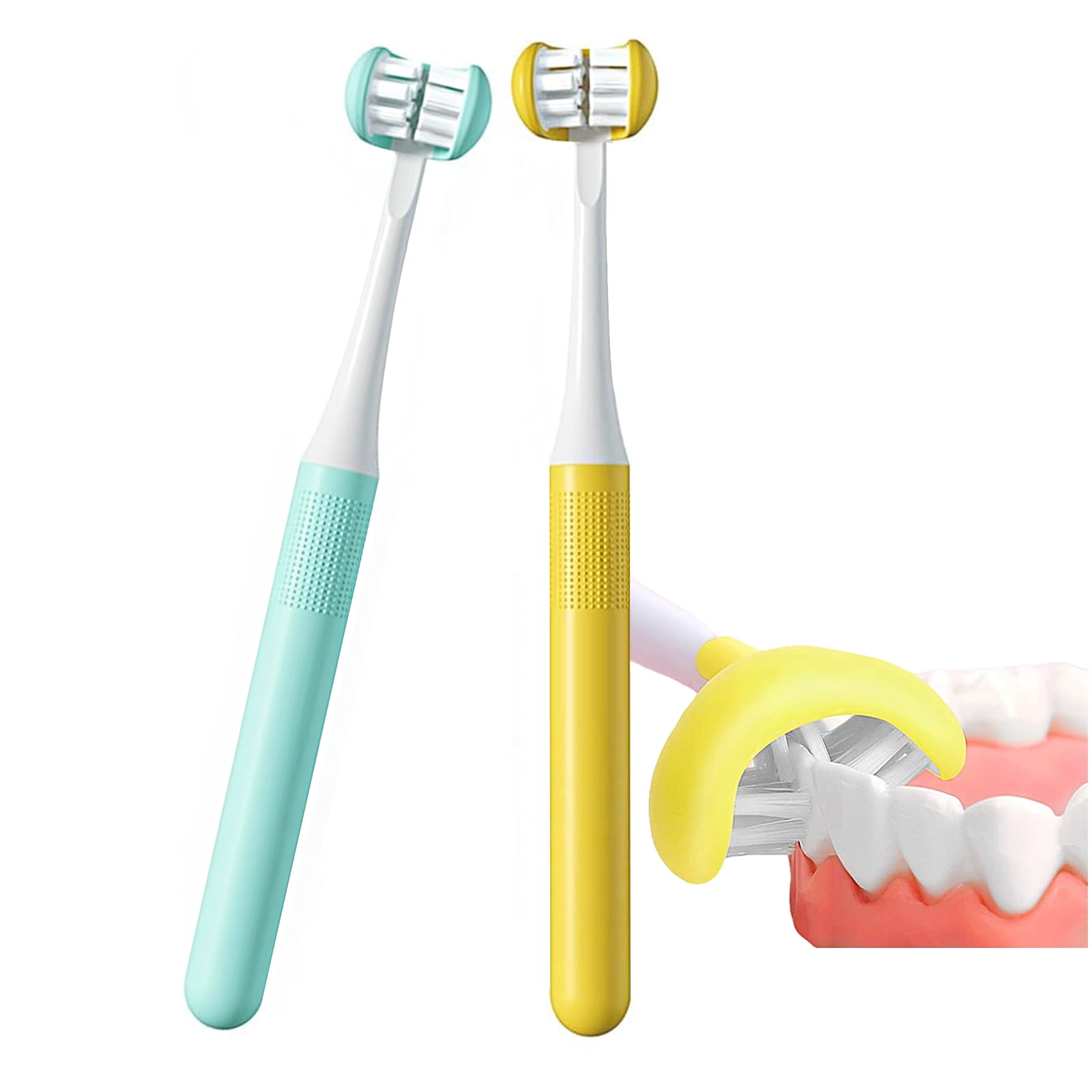 2 Pieces 3 Sided Autism Toothbrush Three Bristles for Special Needs ...