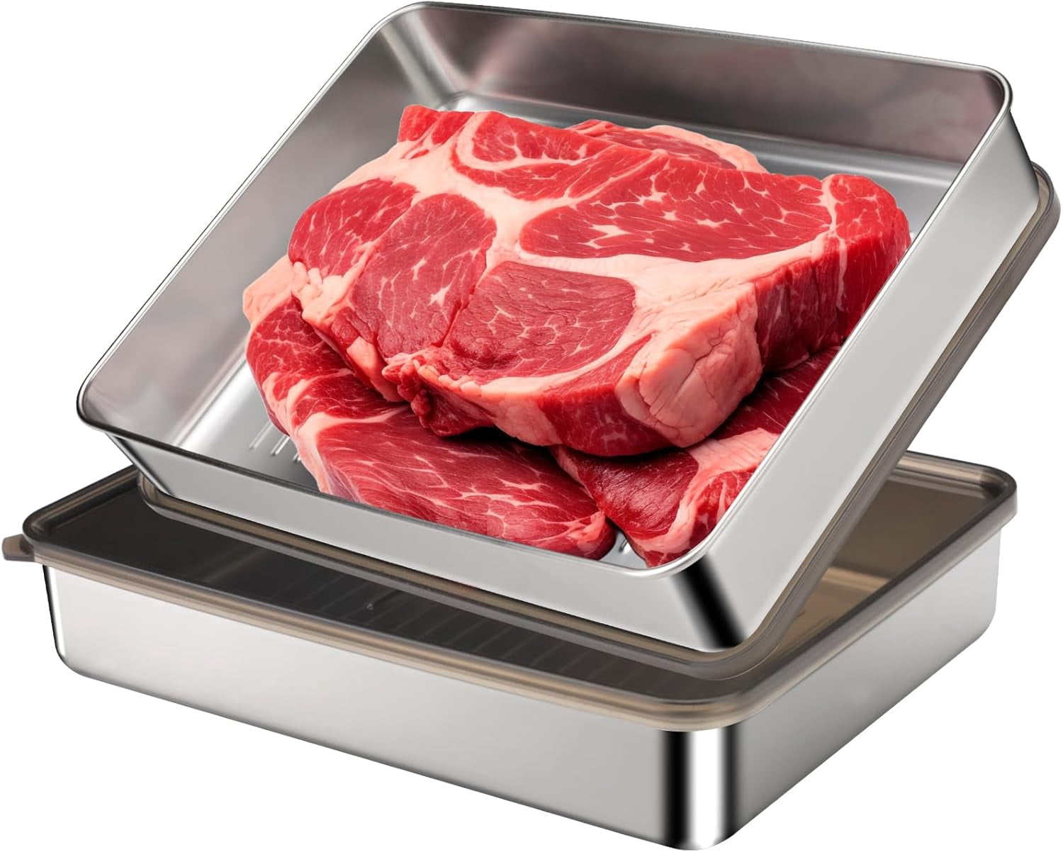 2 Pieces 304 Stainless Steel Bacon Container for Refrigerator, Airtight ...