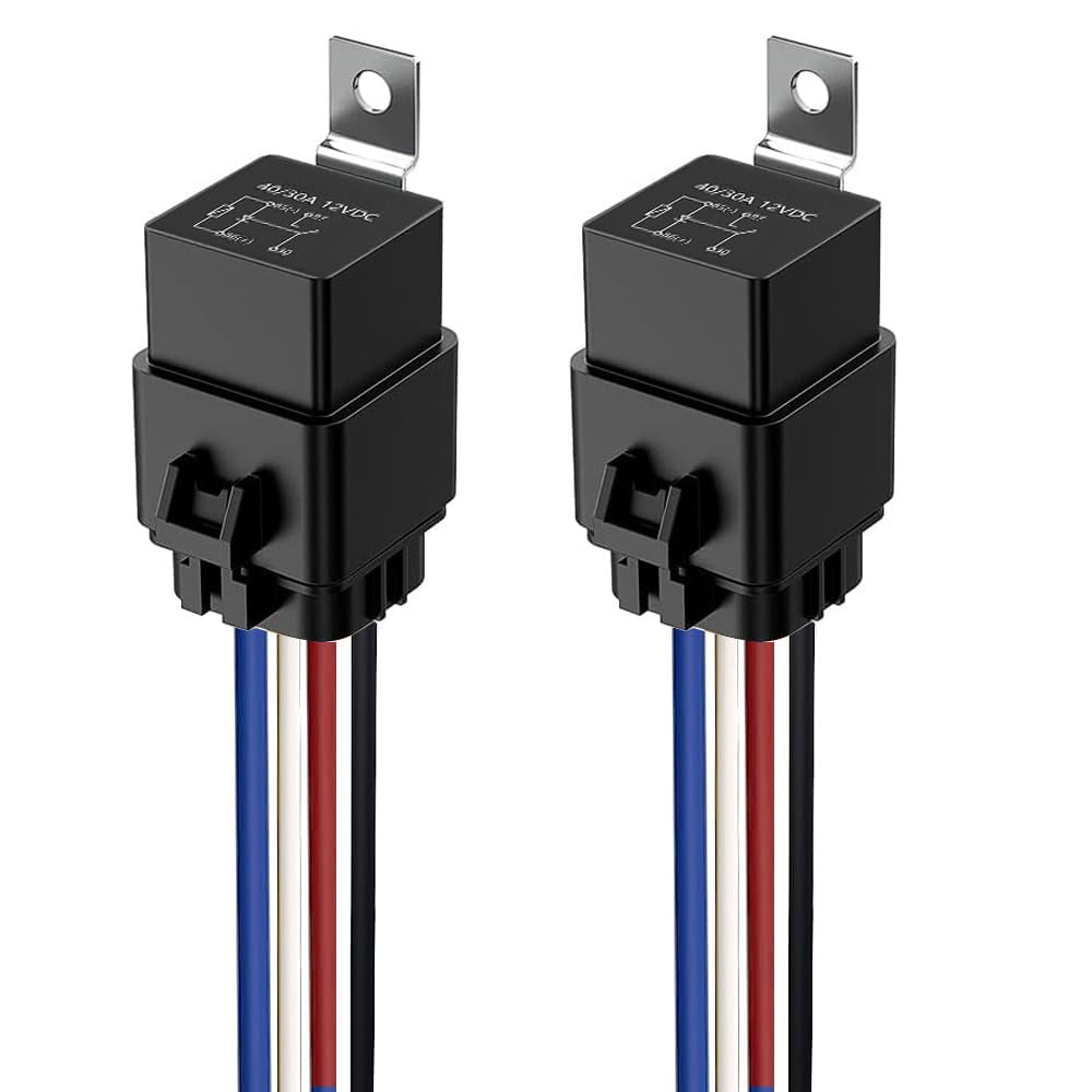 2 Pieces 40/30 Amp Waterproof Relay Switch 12AWG Harness Set - 12V DC 4 ...