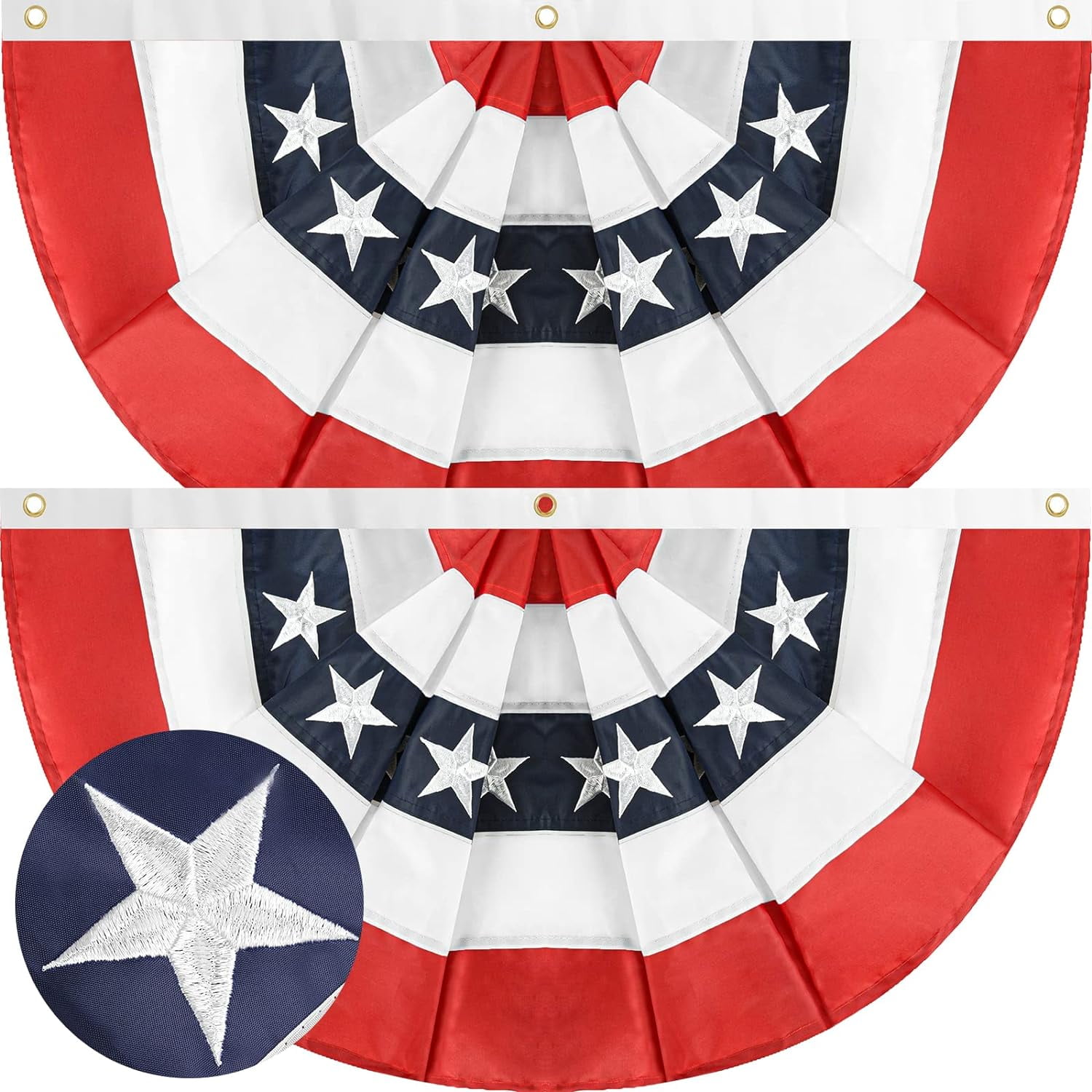 2 Pieces 4th Of July Bunting Flag American Pleated Fan Flag Usa Flags