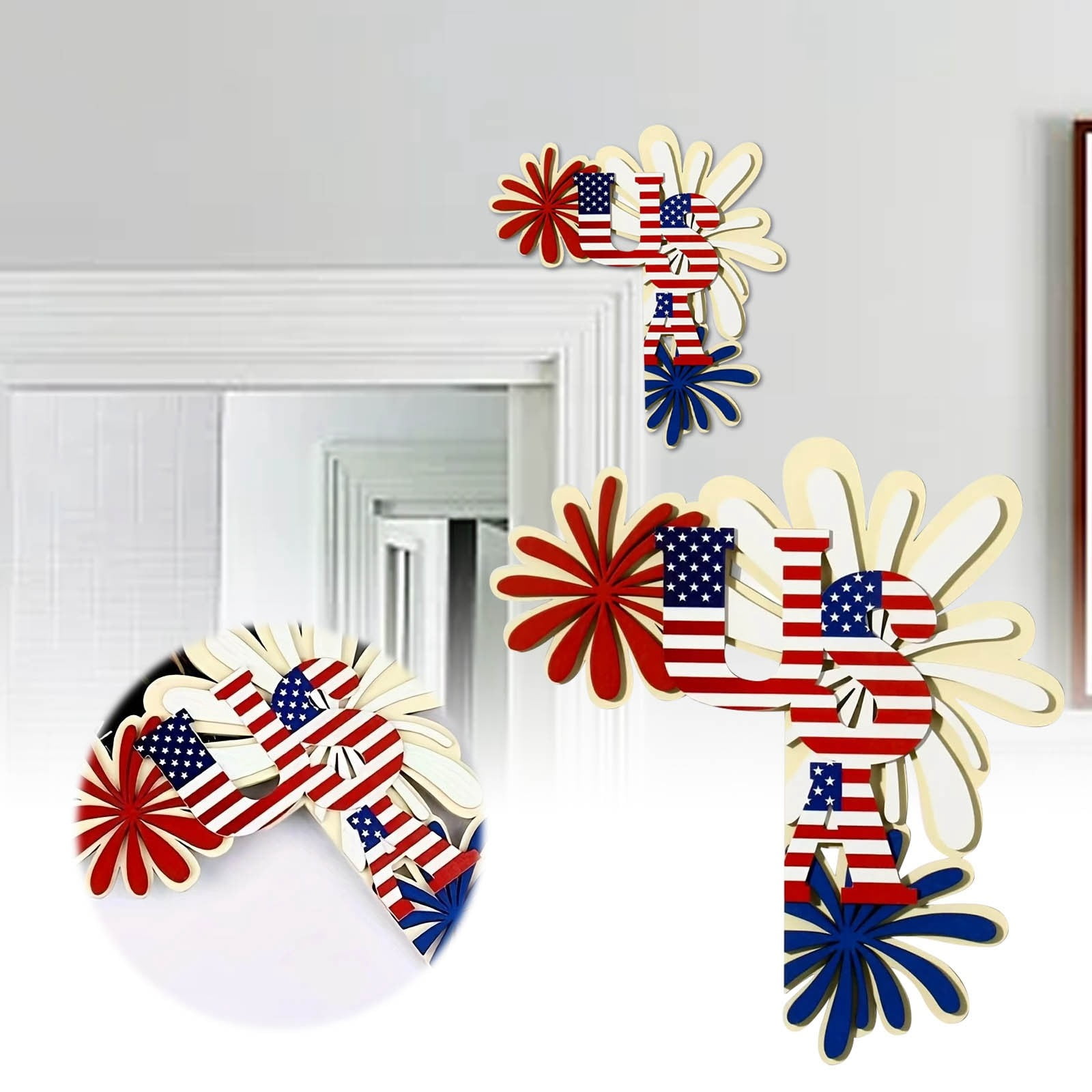 2 Pieces 4th of July Patriotic Wooden Celebration Corner Decor Sign for ...