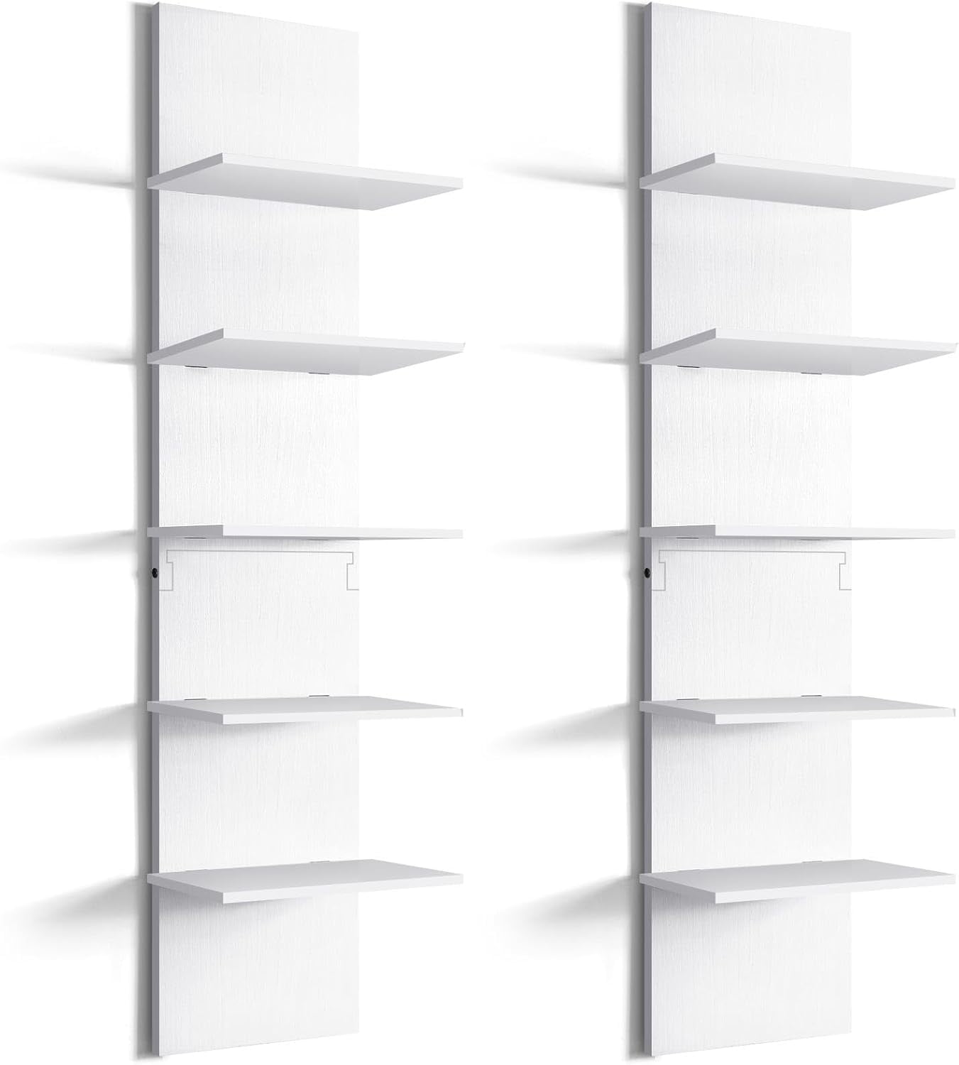 2 Pieces 5 Tier Wall Shelves for Bedroom 31.4 Inches Split Assembly ...