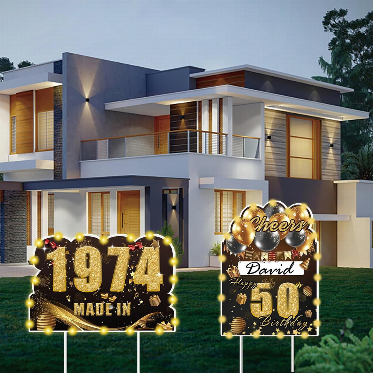 2 Pieces 50th Happy Birthday Yard Sign, Happy Birthday Sign for Yard ...