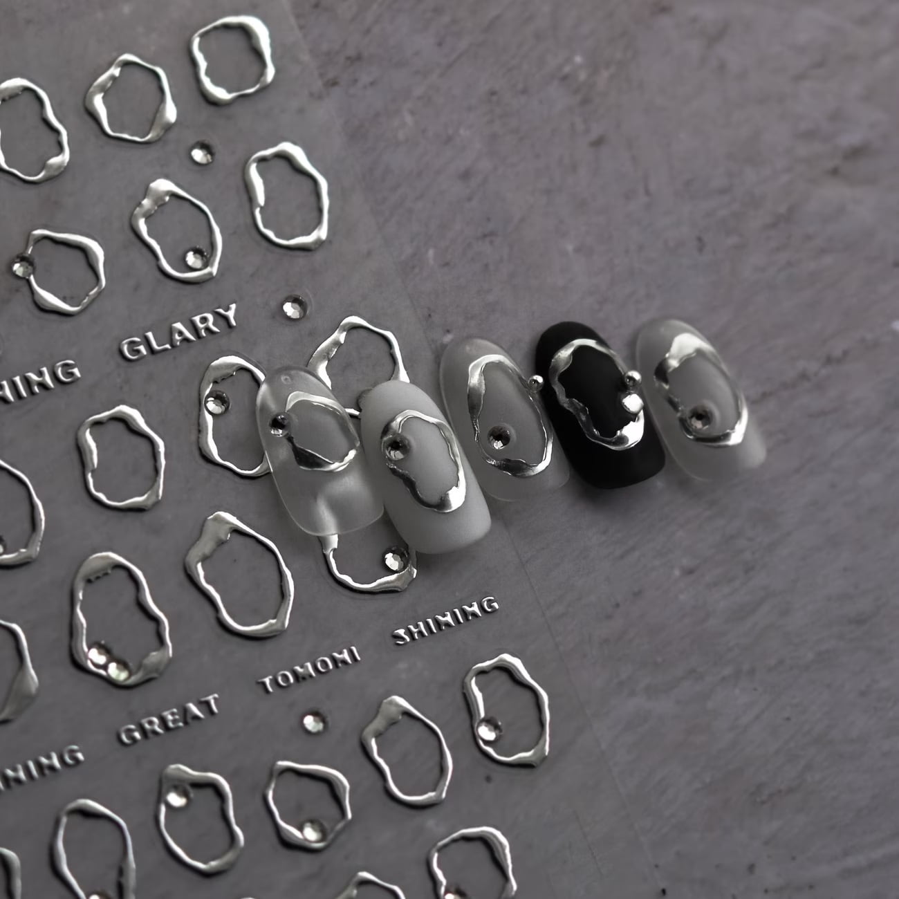 2 Pieces 5D Metal Nail Art Stickers - Unique Irregular Frame Nail Wraps ...