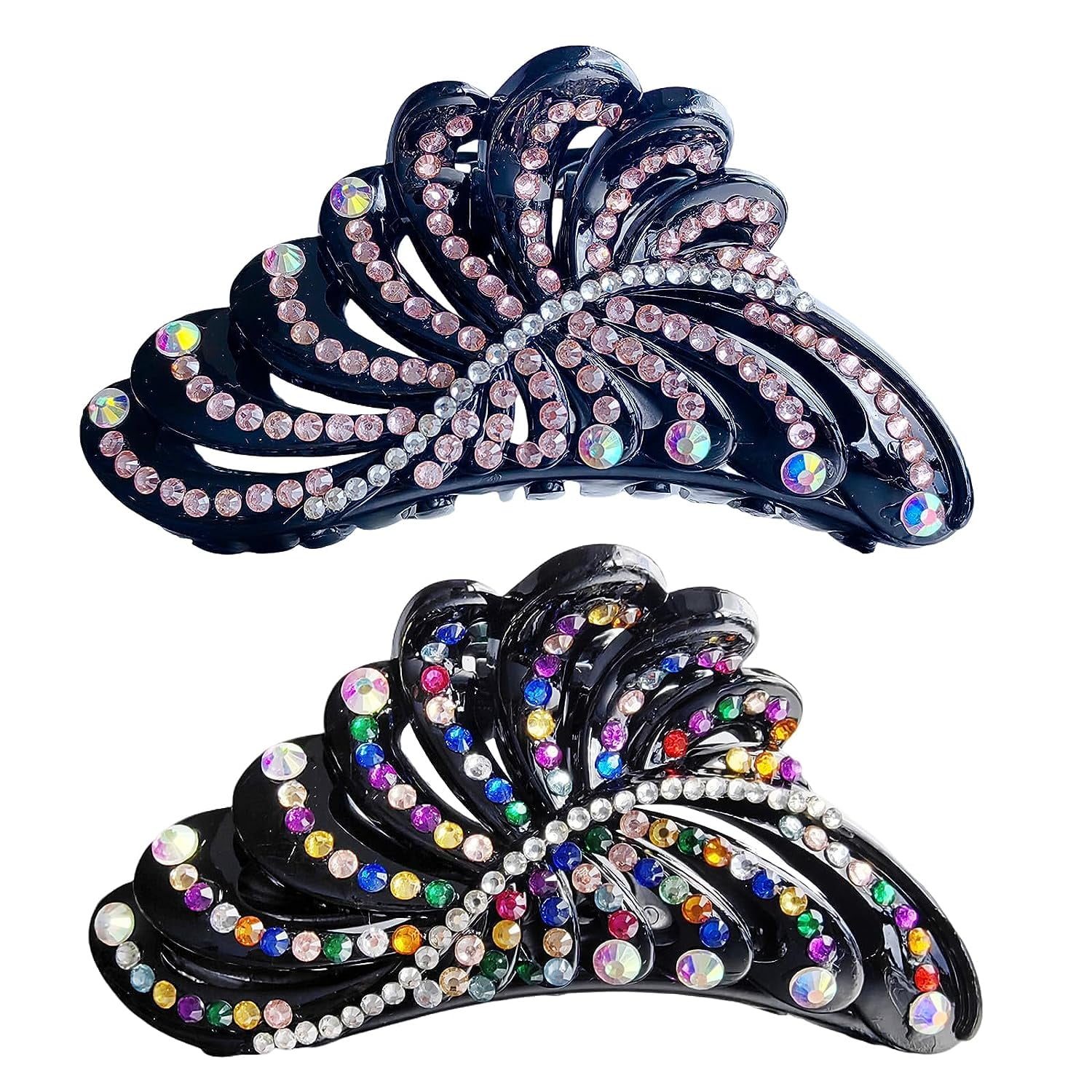 2 Pieces of 5inch Large Rhinestone Claw Clips Big Hair Clip for Thick ...