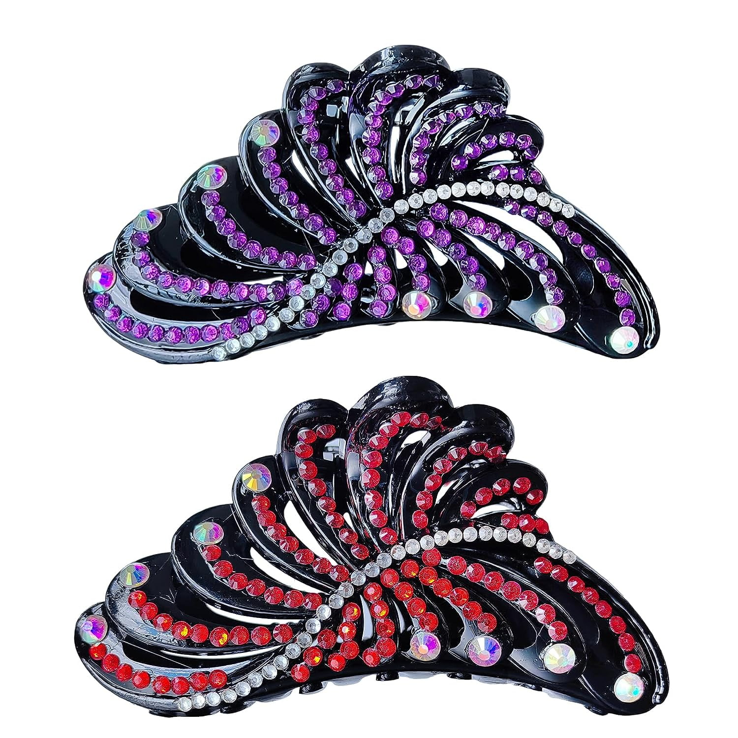 2 Pieces of 5inch Large Rhinestone Claw Clips Big Hair Clip for Thick ...