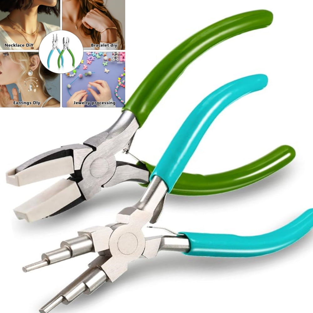 2 Pieces 6 in 1 Jewelry Pliers Jewelry Making Tool Bail Making Pliers ...
