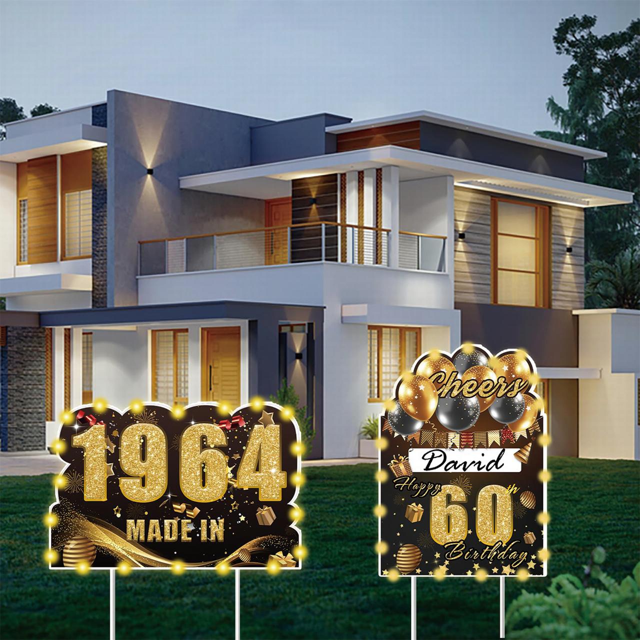 2 Pieces 60th Happy Birthday Yard Sign, Happy Birthday Sign for Yard ...