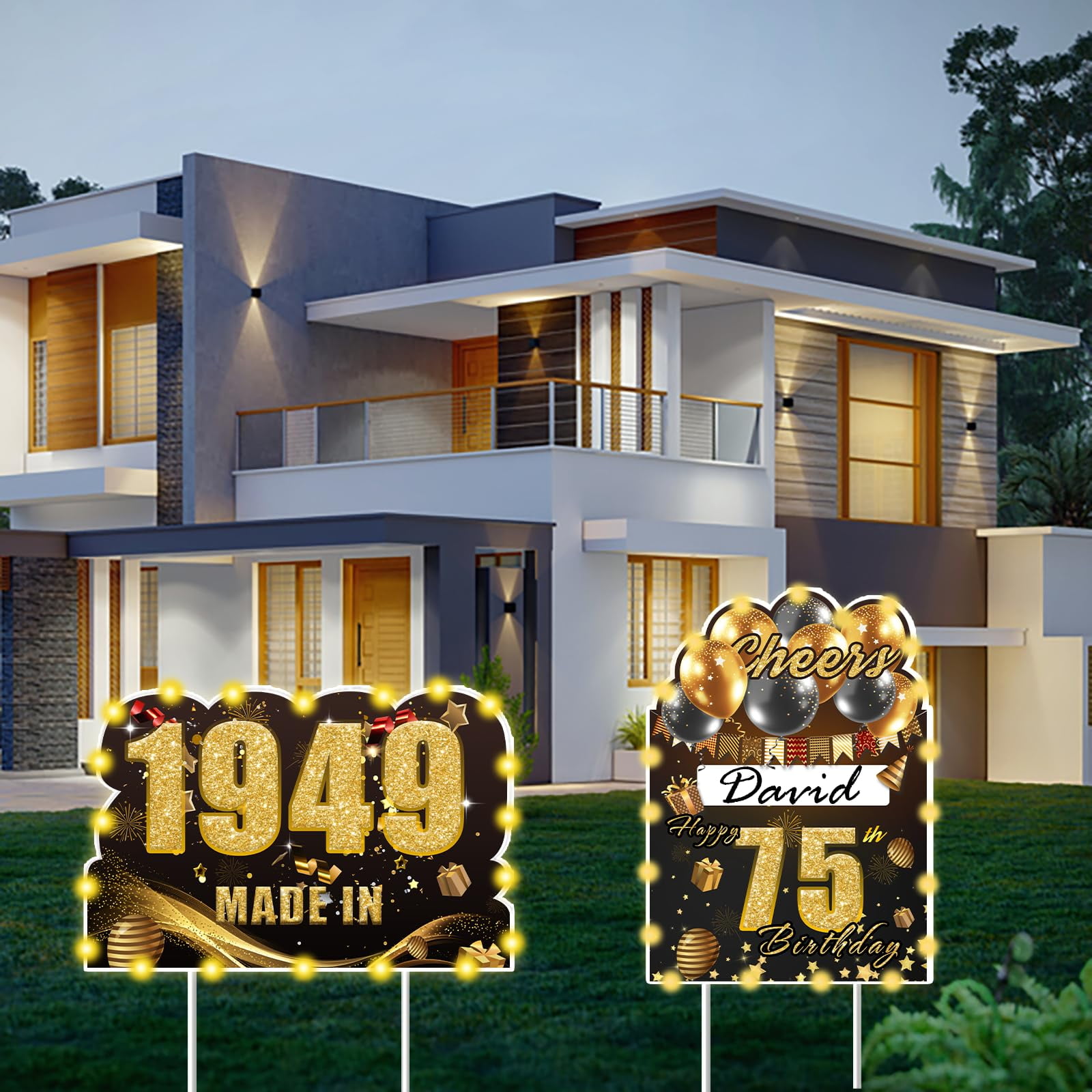 2 Pieces 75th Happy Birthday Yard Sign, Happy Birthday Sign for Yard ...