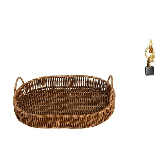 2 Pieces Abstract Art Statue Handwoven Storage Tray Resin Art Figurine ...