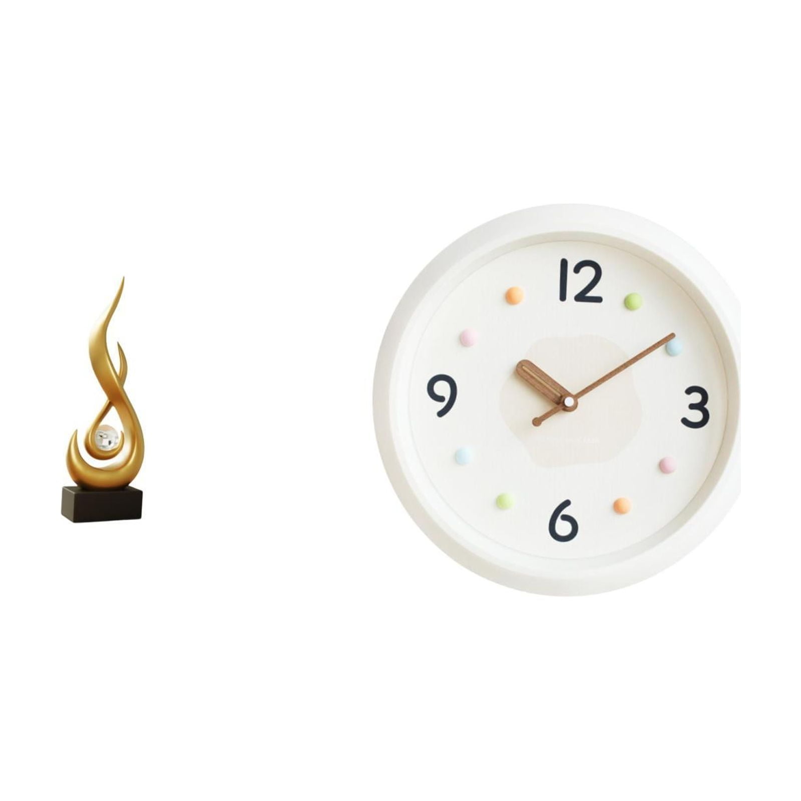 2 Pieces Abstract Fire Sculpture Wall Clock Ornament Resin Material ...