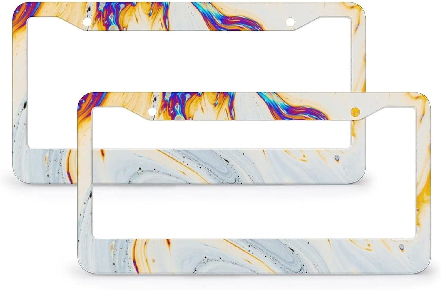 2 Pieces Abstract Marble Graffiti Oil Paint License Plate Cover Modern ...