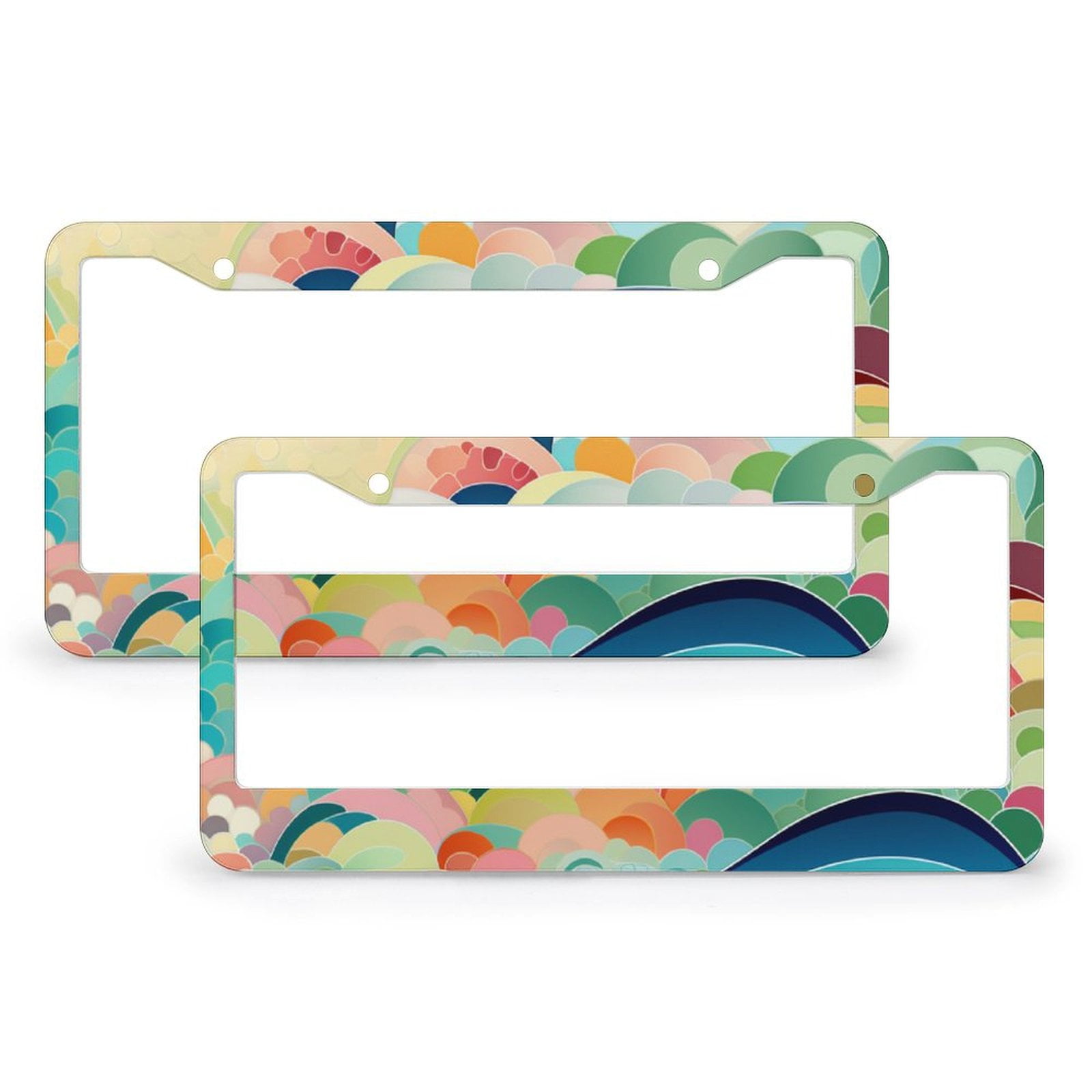 2 Pieces Abstract Rainbows License Plate Frame Colorful Rainbow ...
