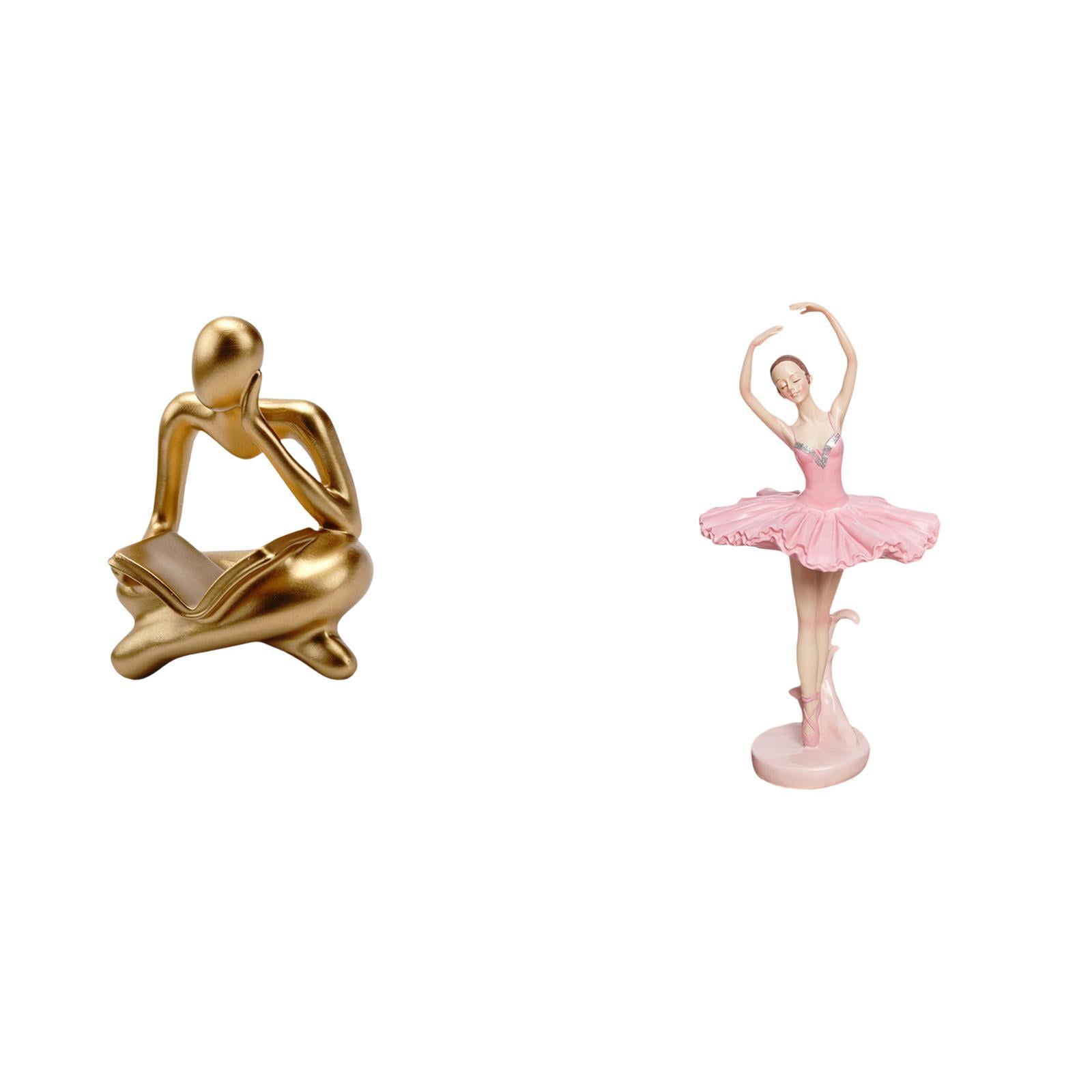 2 Pieces Abstract Reader Figurine Ballet Girl Statue Resin Craft Modern ...