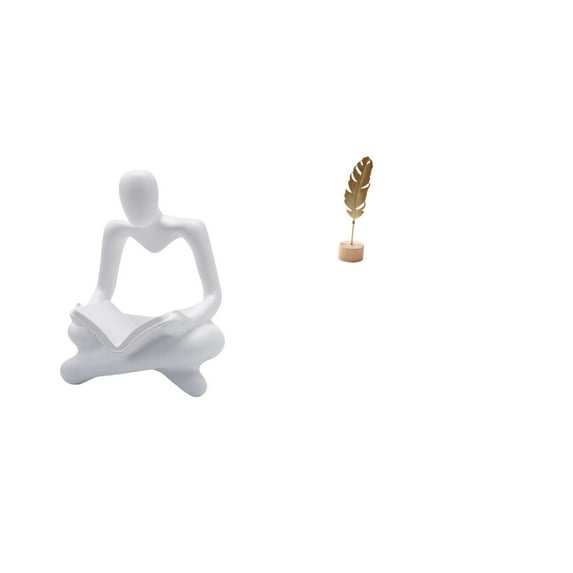 2 Pieces Abstract Thinker Figurine Leaf Sculpture Art Statue Resin Iron ...