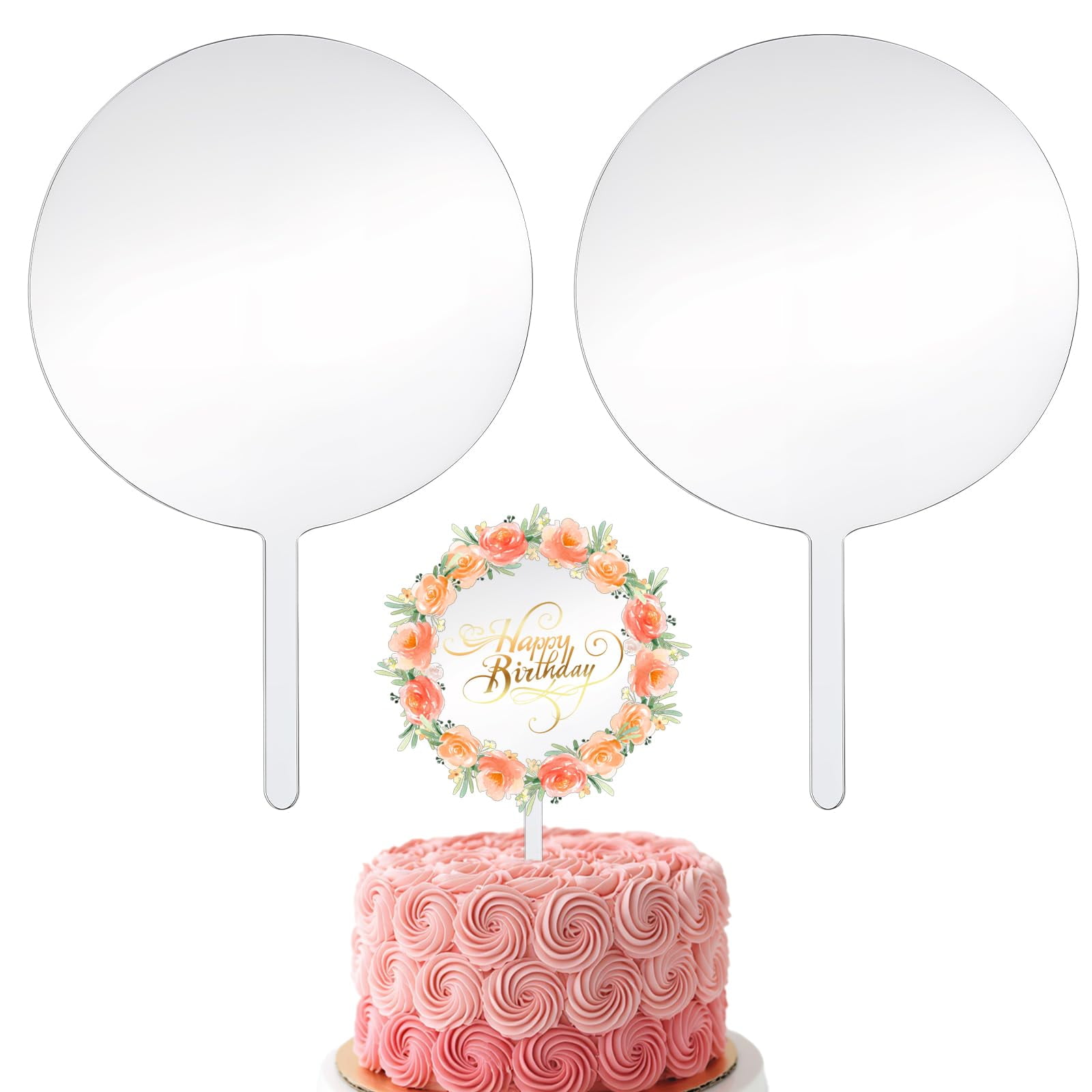 2 Pieces Acrylic Cake Topper, DIY Birthday Cakes Toppers, Blank Clear ...