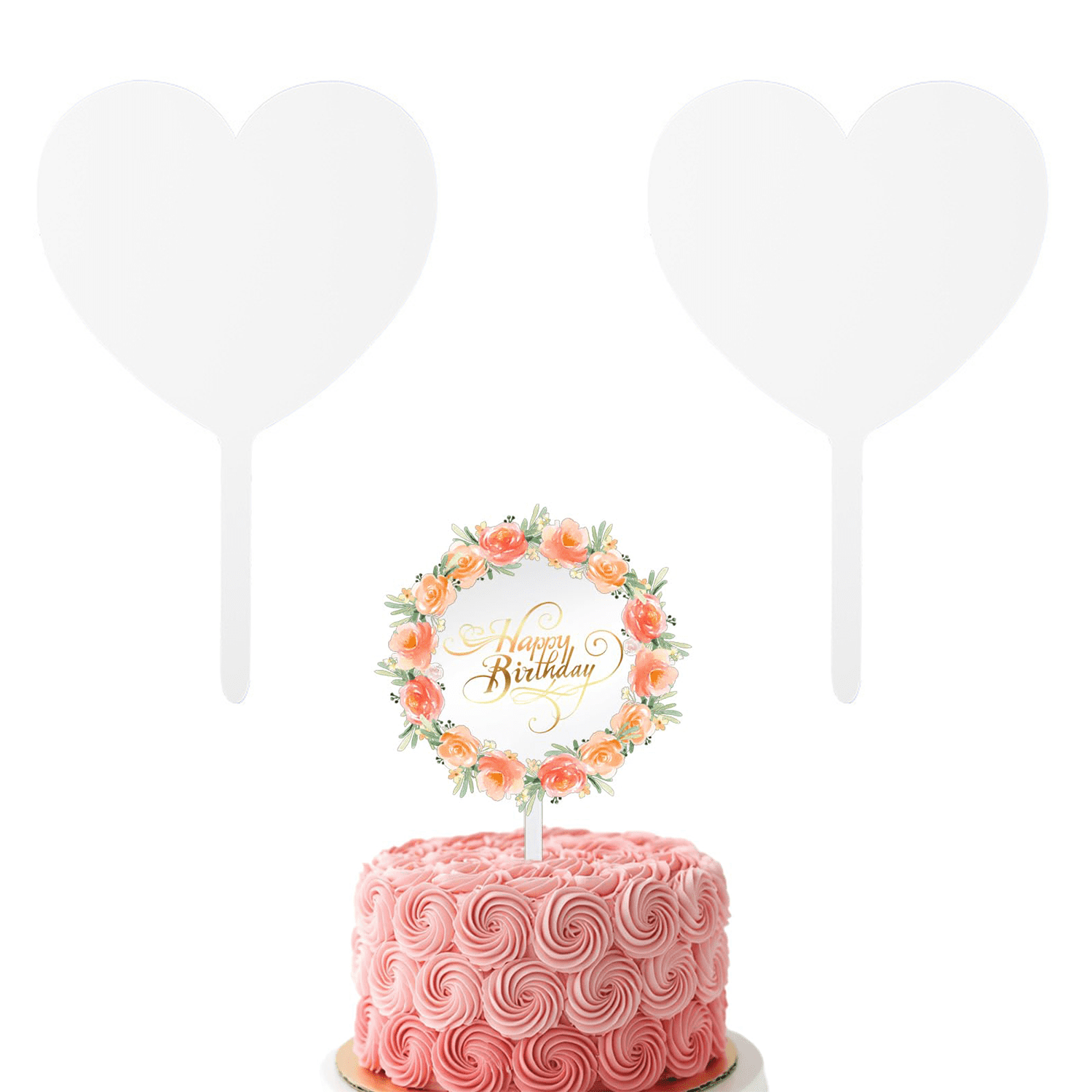 2 Pieces Acrylic Cake Topper, DIY Birthday Cakes Toppers, Blank Clear ...