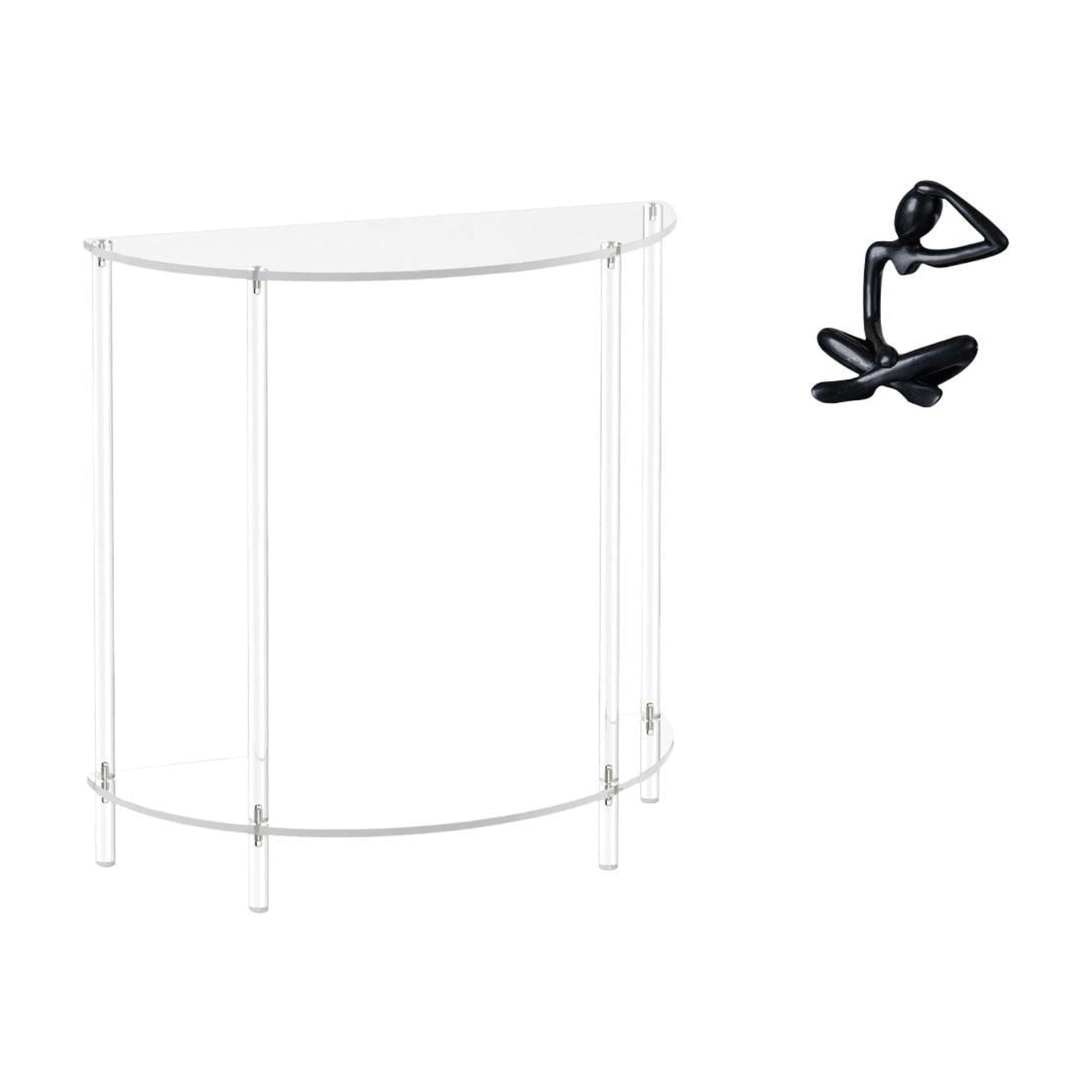 2 Pieces Acrylic Nightstand Clear End Table Thinker Abstract Statue ...