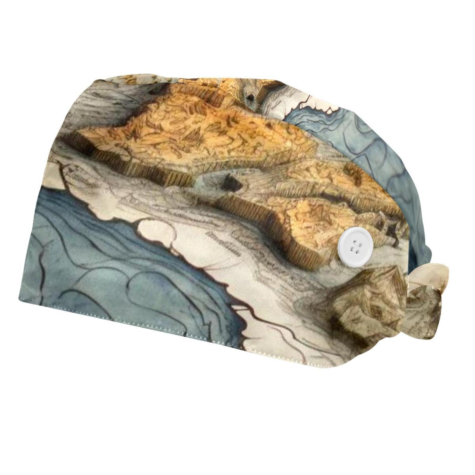 2 Pieces Adjustable Working Cap with Button, Working Hat Sweatband, Map ...