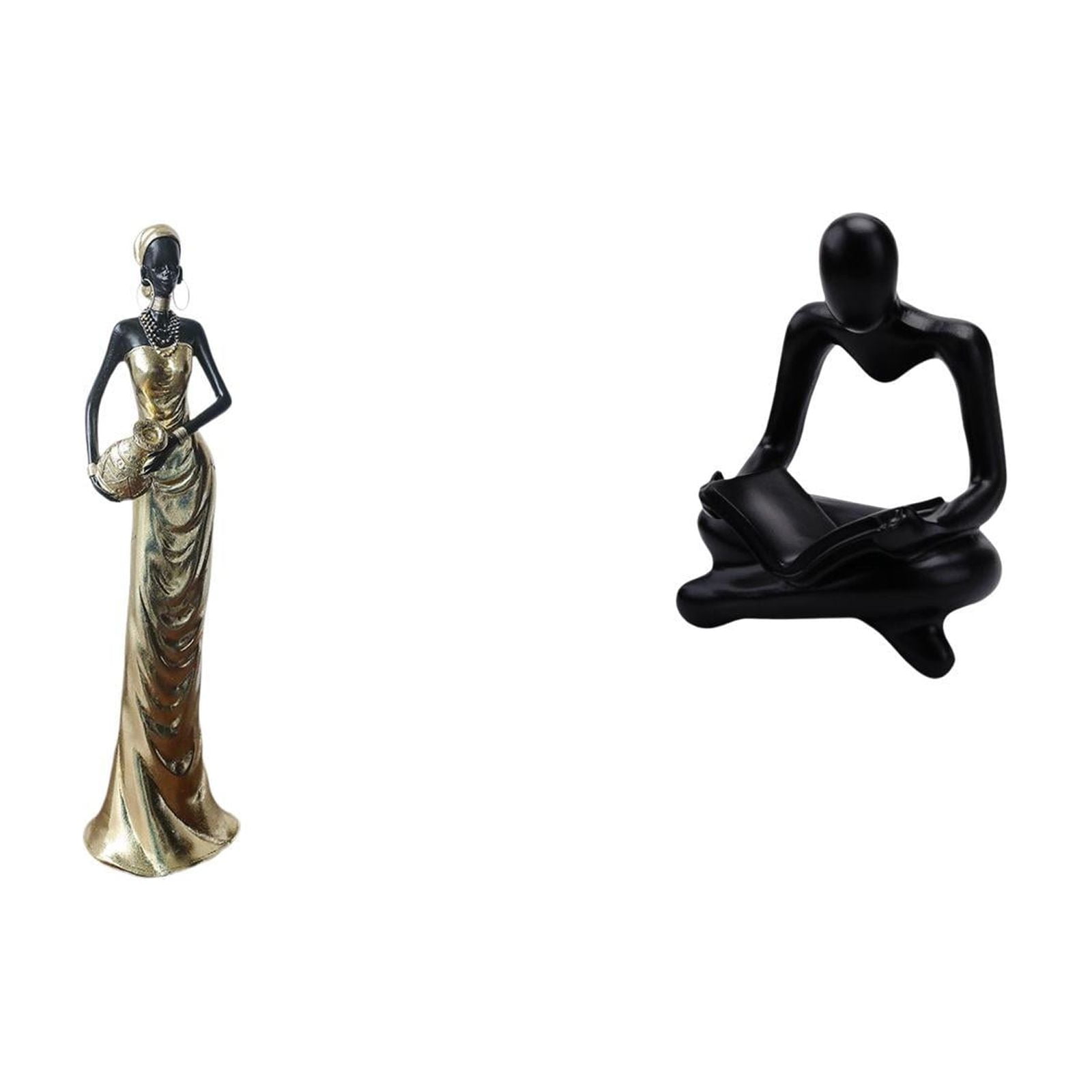 2 Pieces African Figurine Abstract Thinker Statue Desktop Ornament ...