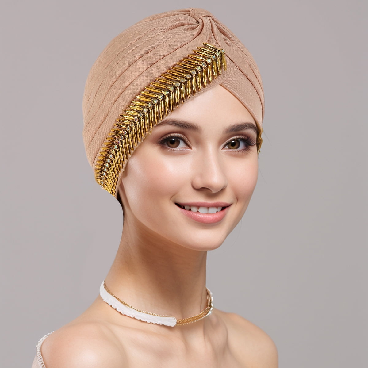 2 Pieces African Pre-Tied Turbans White Rhinestone Twisted Head Wrap ...