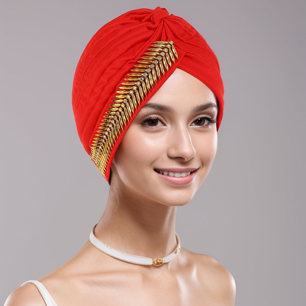2 Pieces African Pre-Tied Turbans White Rhinestone Twisted Head Wrap ...