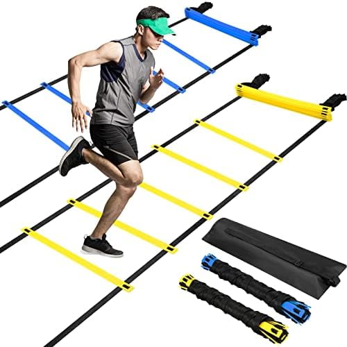 2 Pieces Agility 20 Feet Adjustable Rungs Speed Training Exercise ...