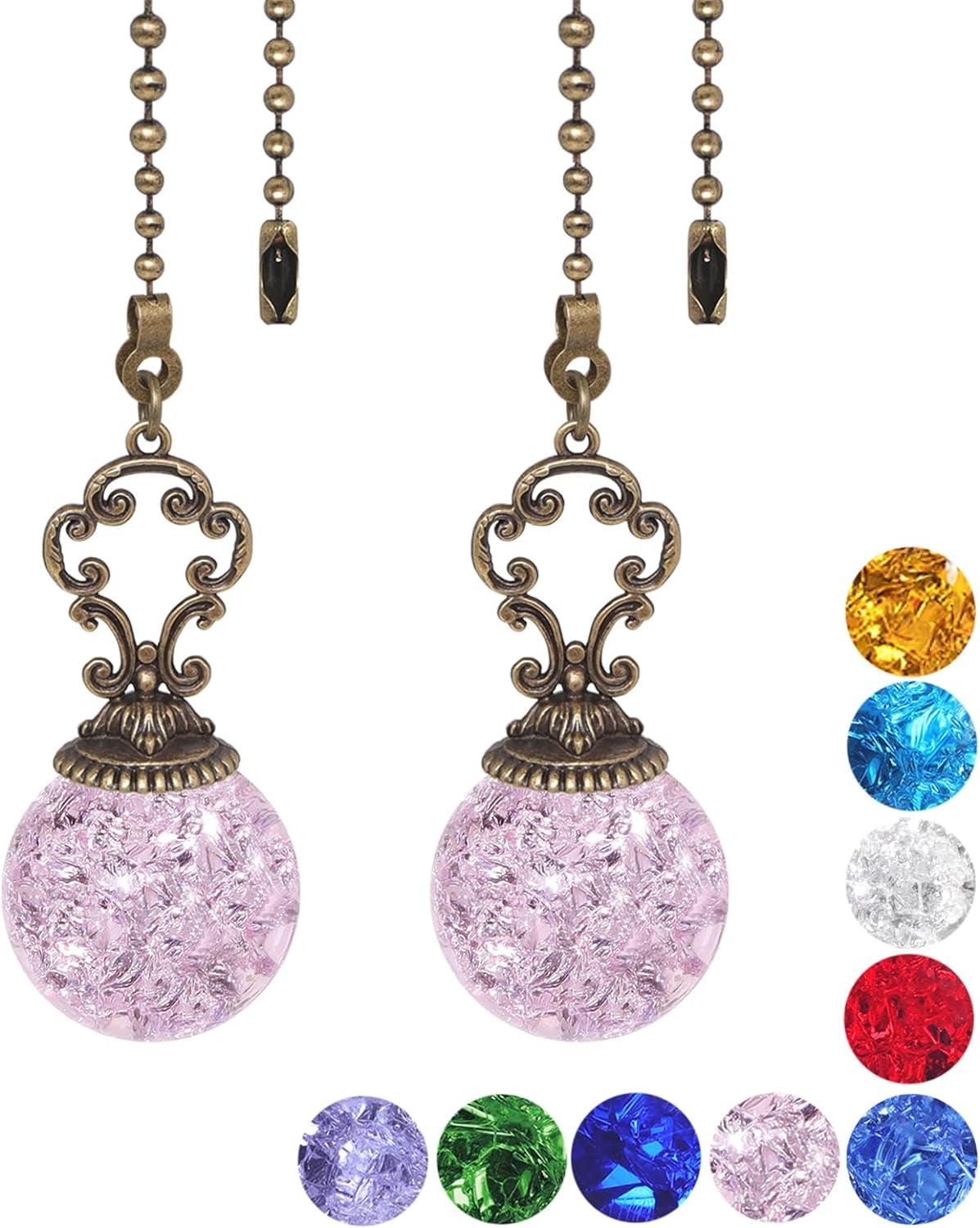 2 Pieces Amber Pull Chain Ceiling Fan Pull Chain Ornaments Light Pull ...