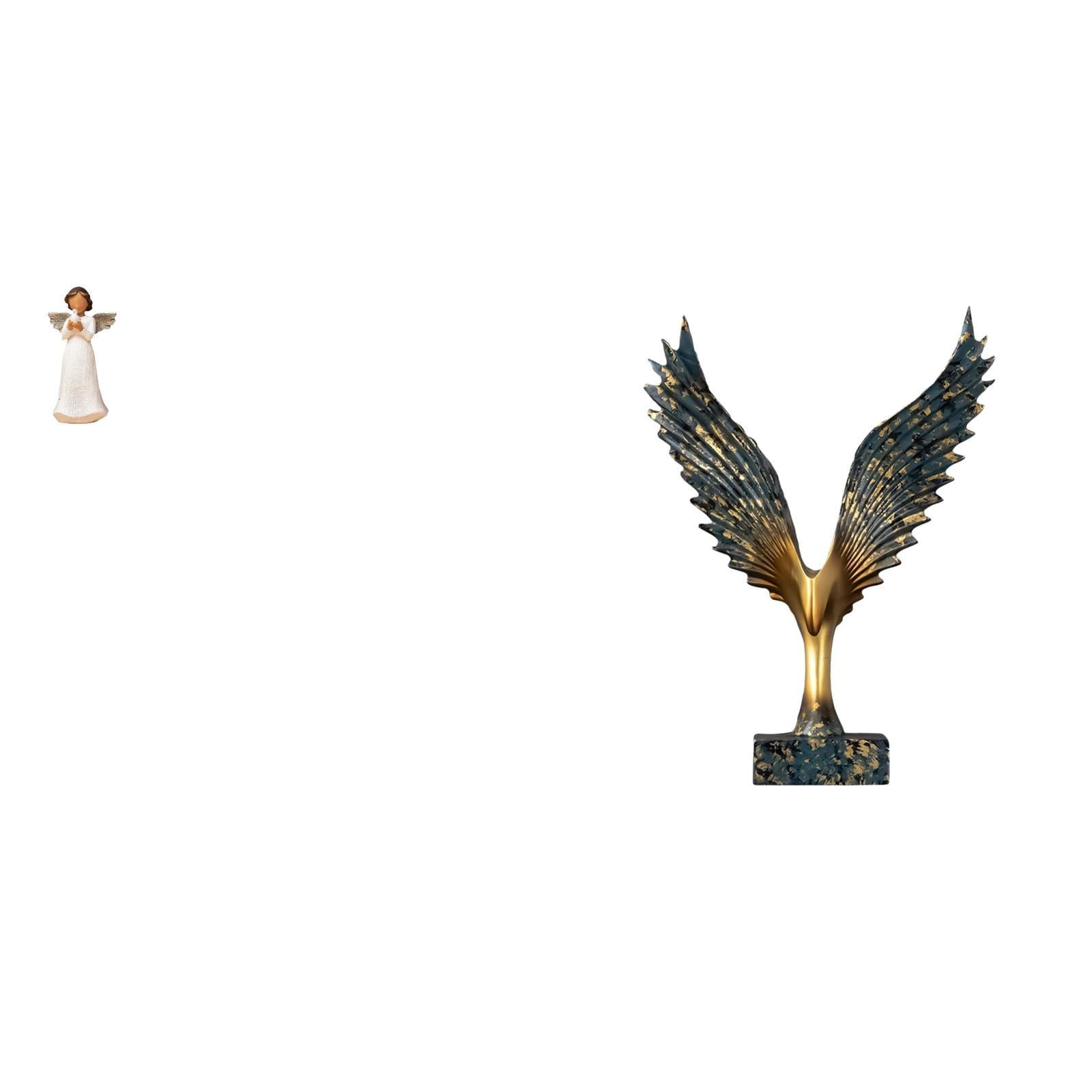 2 Pieces Angel Figurine Sculpture Wing Statue Resin Material for ...